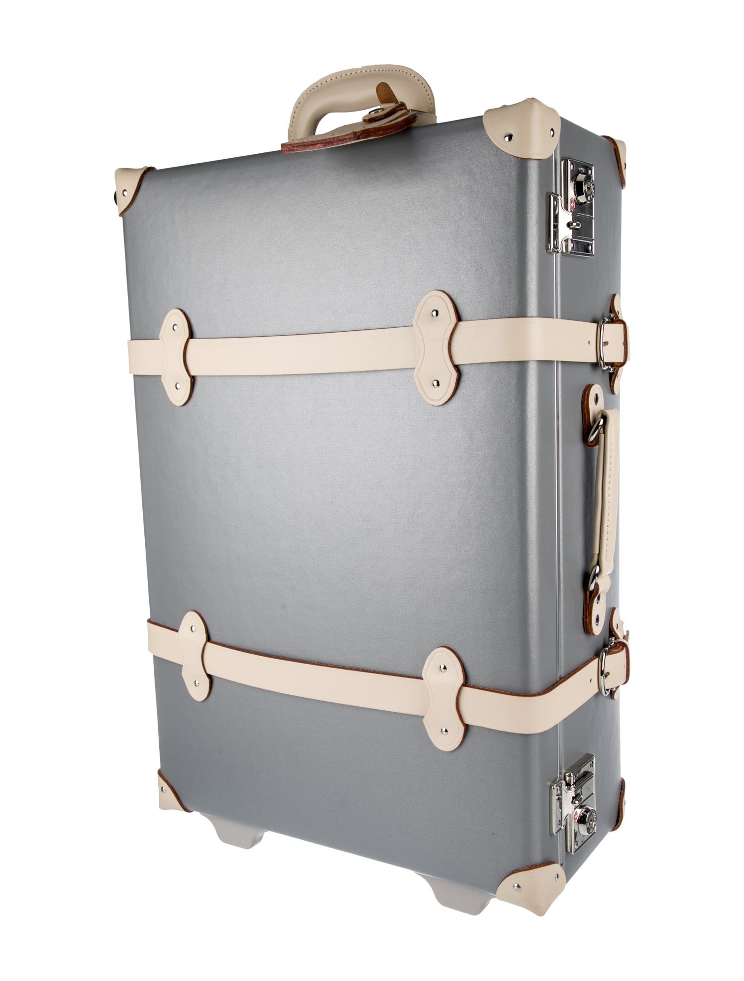 Steamline Luggage Leather Rolling Travel Trunk - Grey Luggage and ...