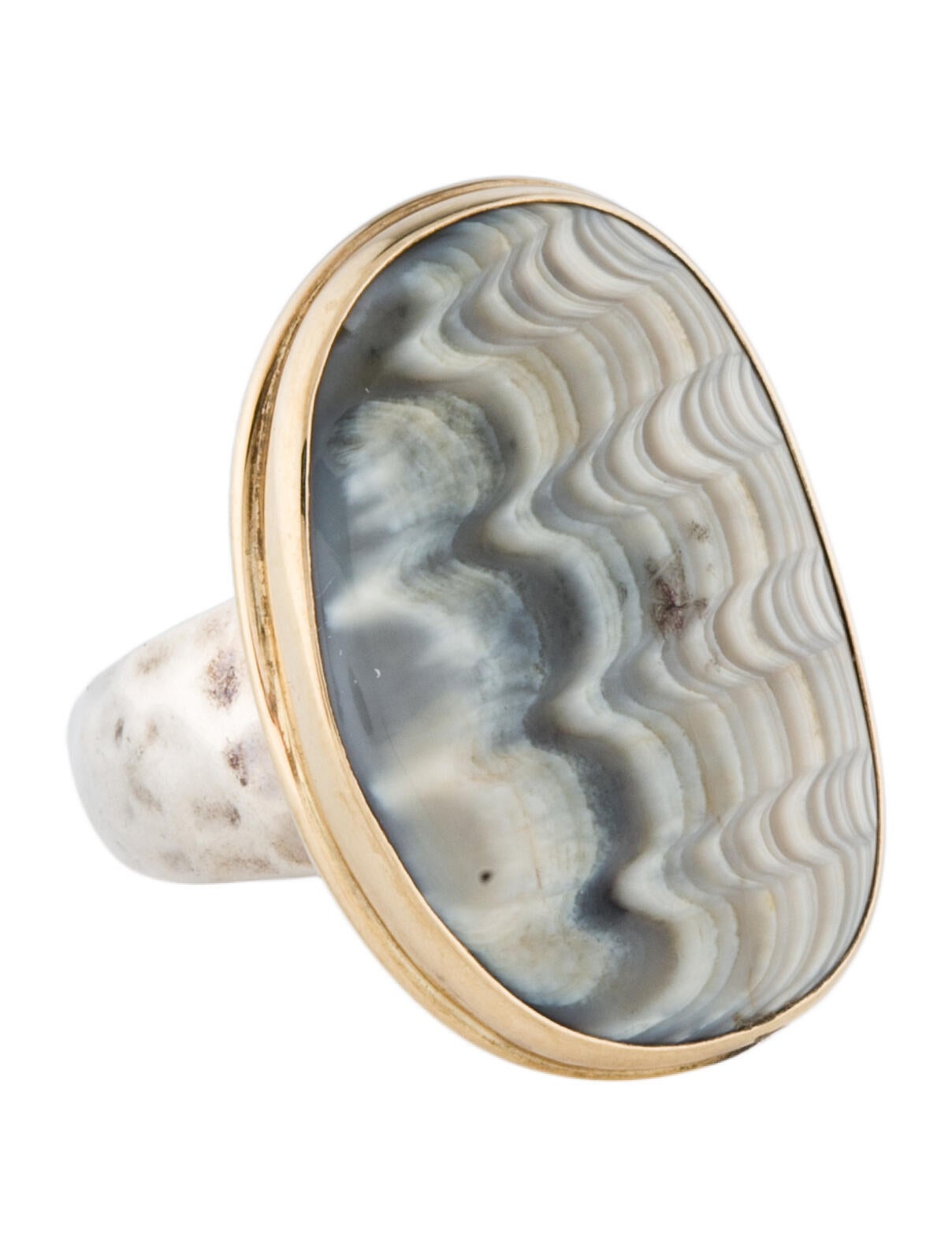 Steven Battelle Fossilized Shell Cocktail Ring - 18K Yellow Gold ...