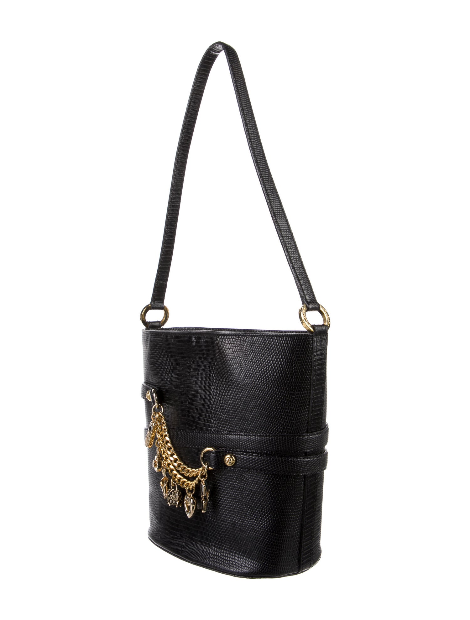 St. John Embossed Leather Shoulder Bag - Black Shoulder Bags, Handbags ...