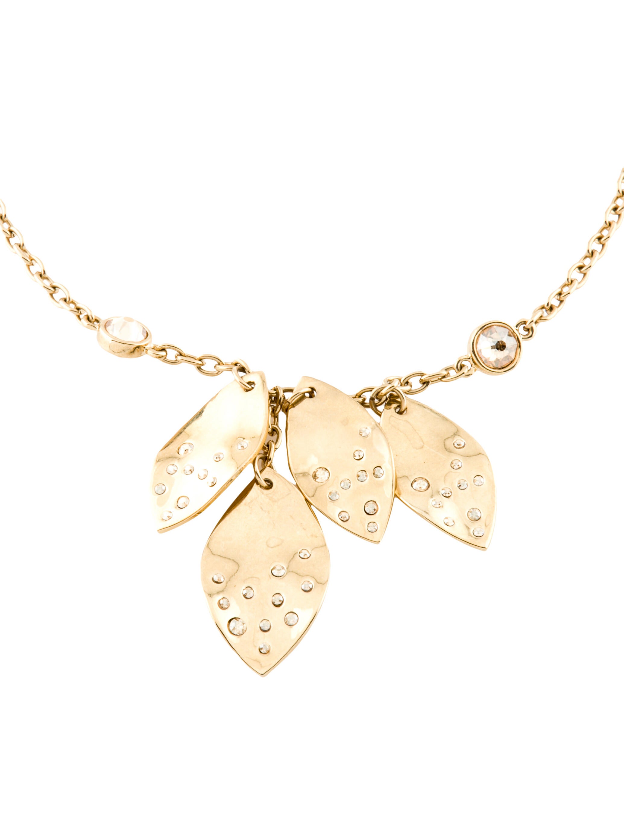 St. John Crystal Leaf Pendant Necklace - Brown, Gold-Tone Metal Pendant ...