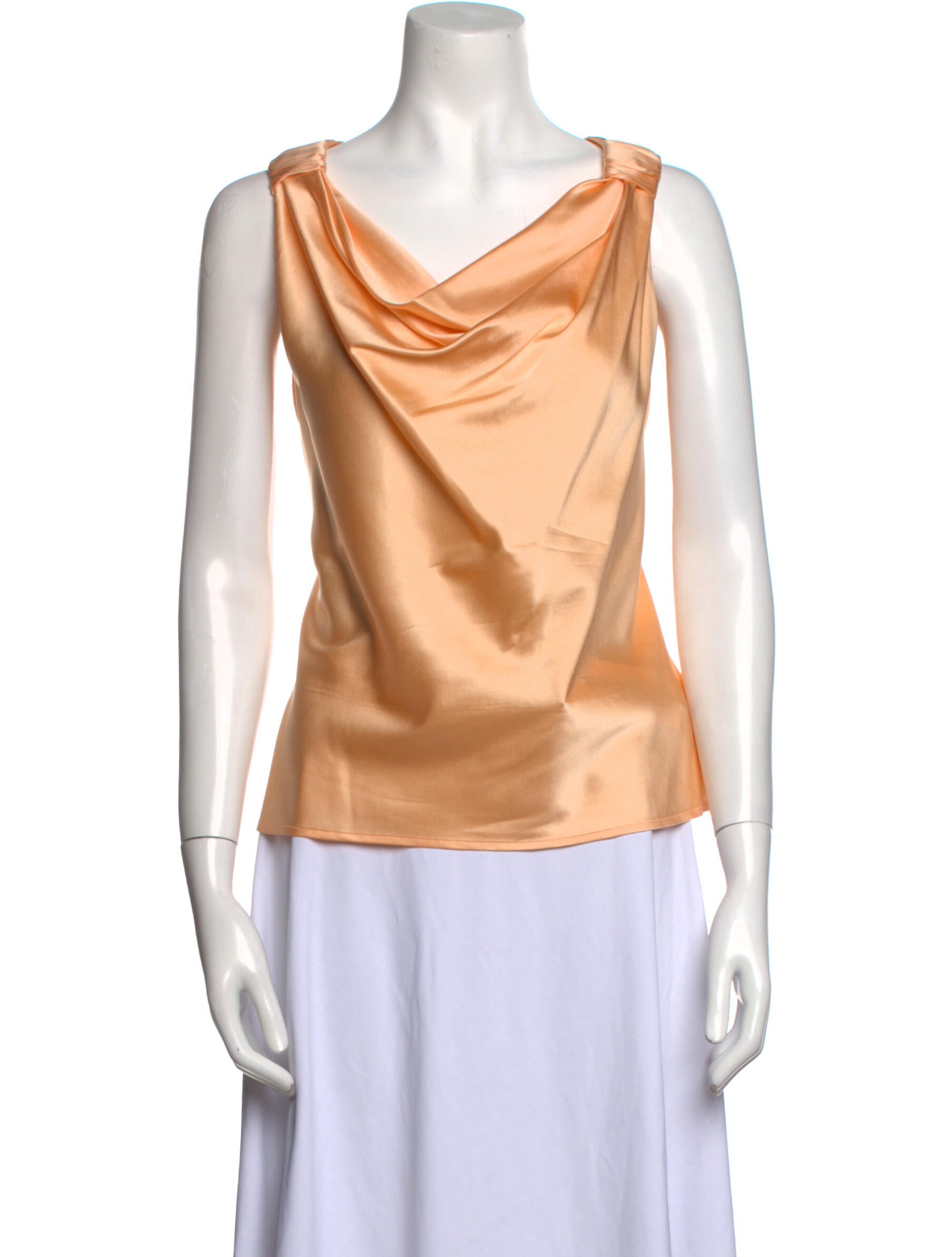 St. John Silk Cowl Neck Blouse - Orange Tops, Clothing - STJ174785 ...