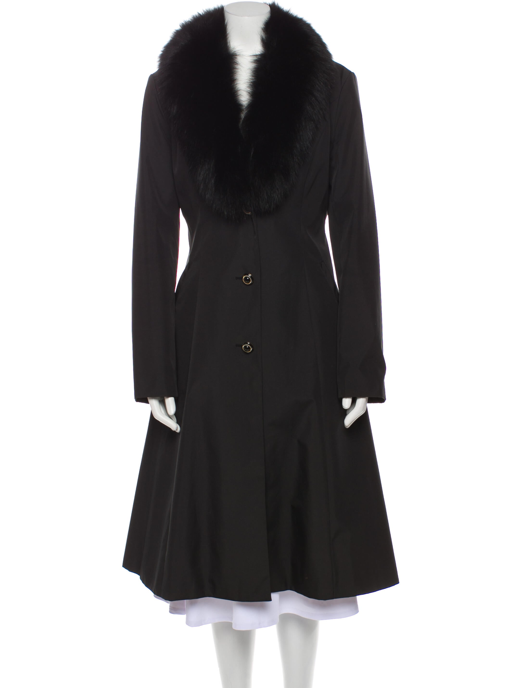 St. John Tweed Pattern Trench Coat - Black Coats, Clothing - STJ164299 ...