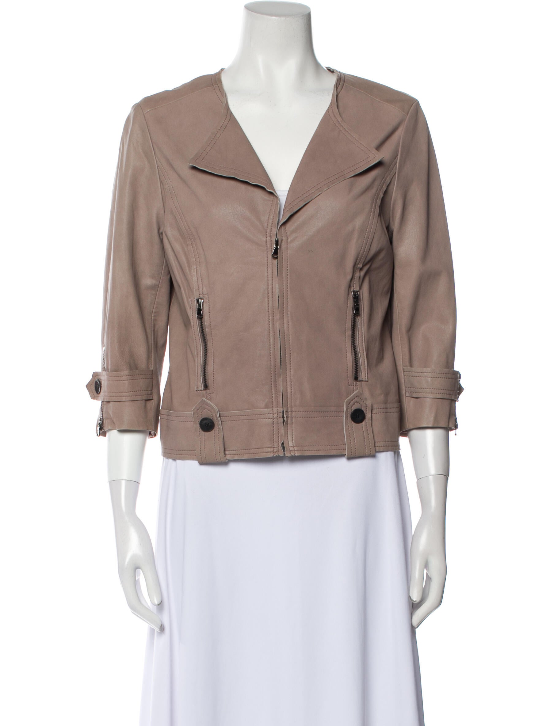 St. John Leather Jacket - Neutrals Jackets, Clothing - STJ185092 | The ...
