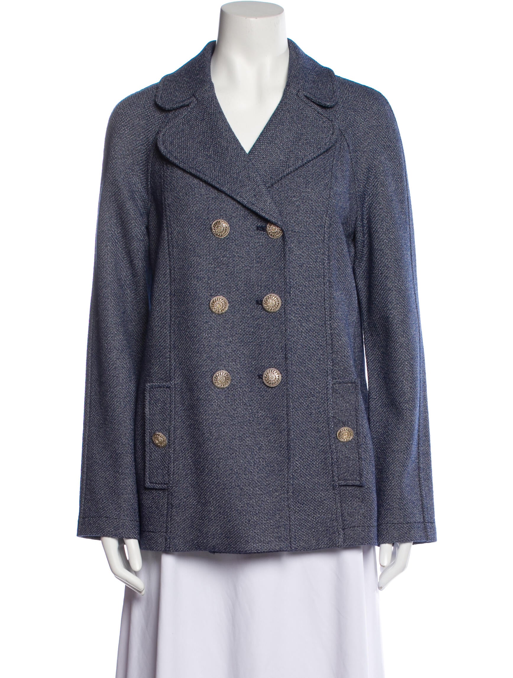 St. John Tweed Pattern Denim Jacket - Blue Jackets, Clothing ...
