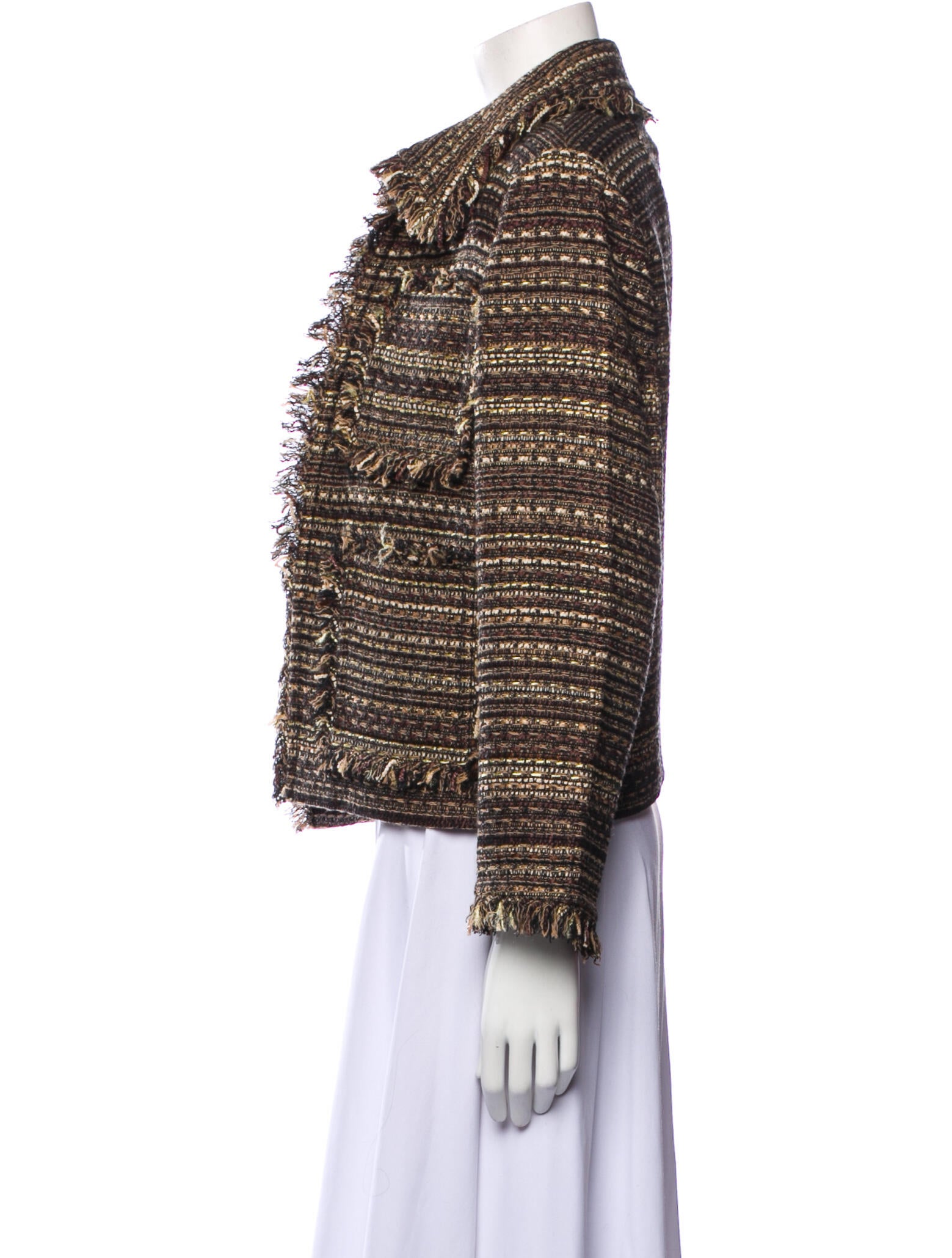 St. John Tweed Pattern Evening Jacket - Brown Jackets, Clothing ...