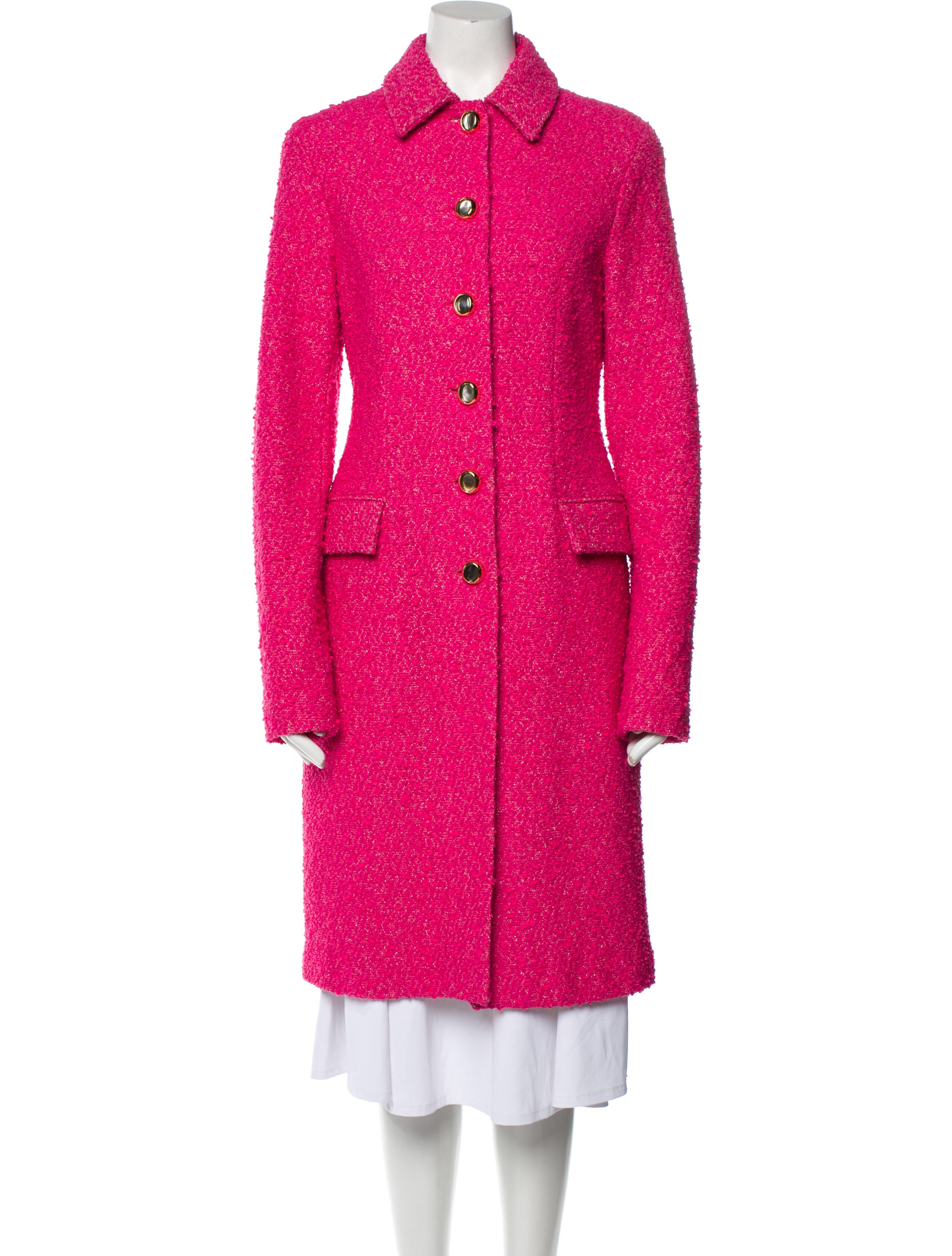St. John Tweed Pattern Coat - Pink Coats, Clothing - STJ194077 | The ...