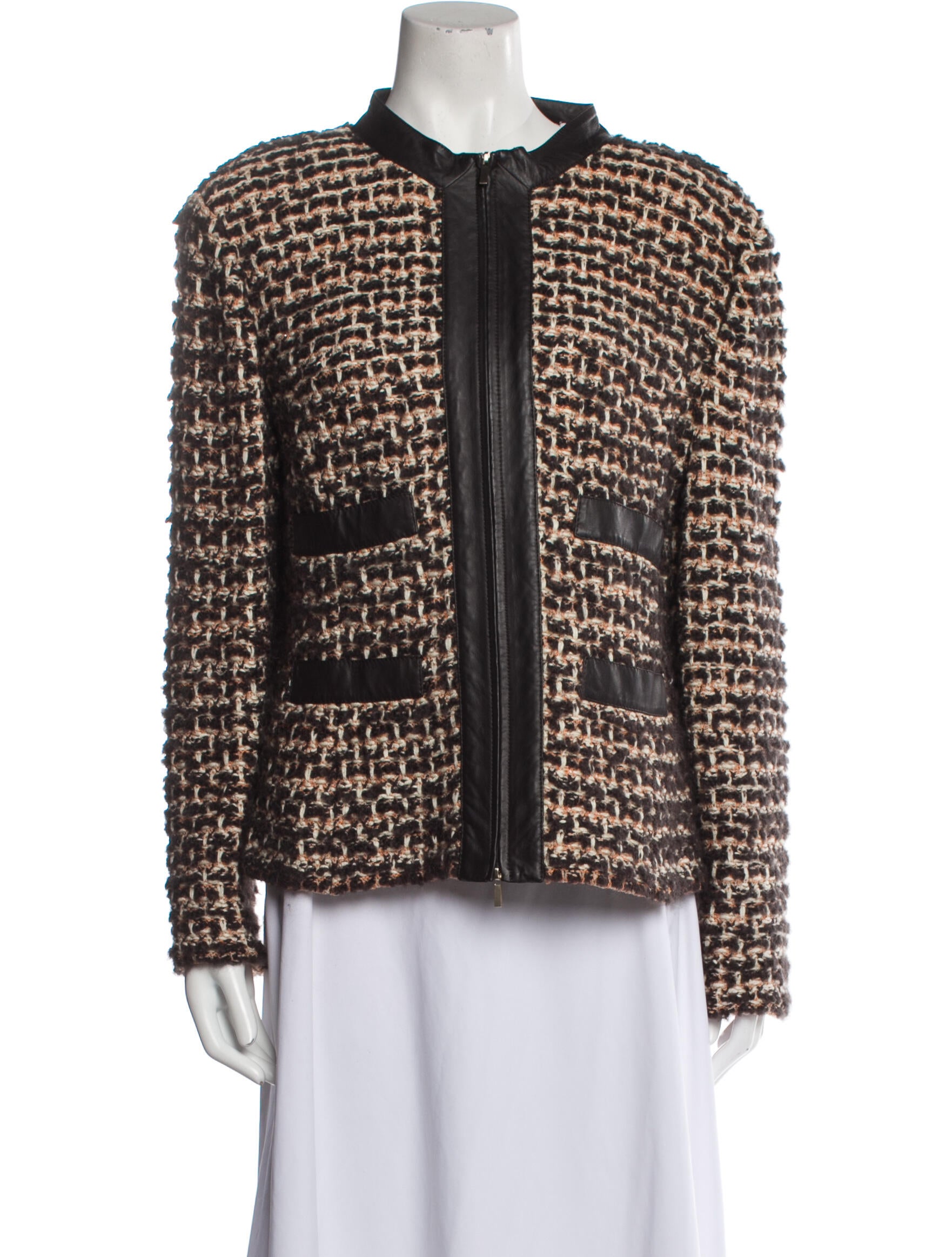 Lafayette 148 Tweed Pattern Evening Jacket - Brown Jackets, Clothing ...