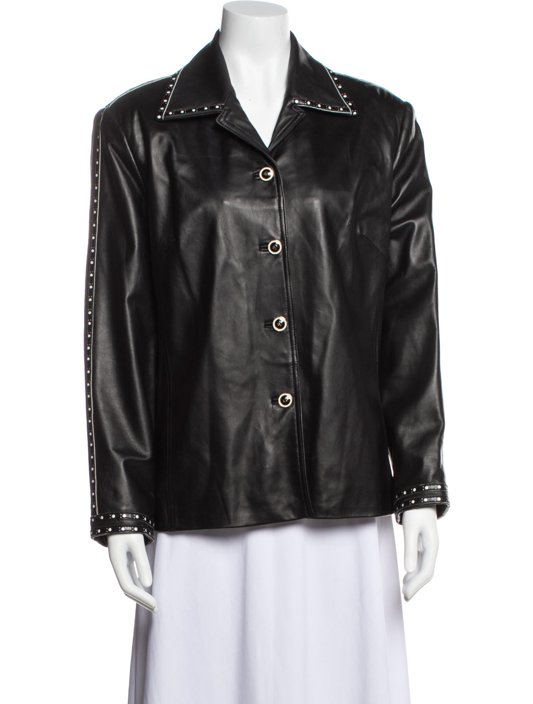 St. John Leather Biker Jacket - Black Jackets, Clothing - STJ201485 ...