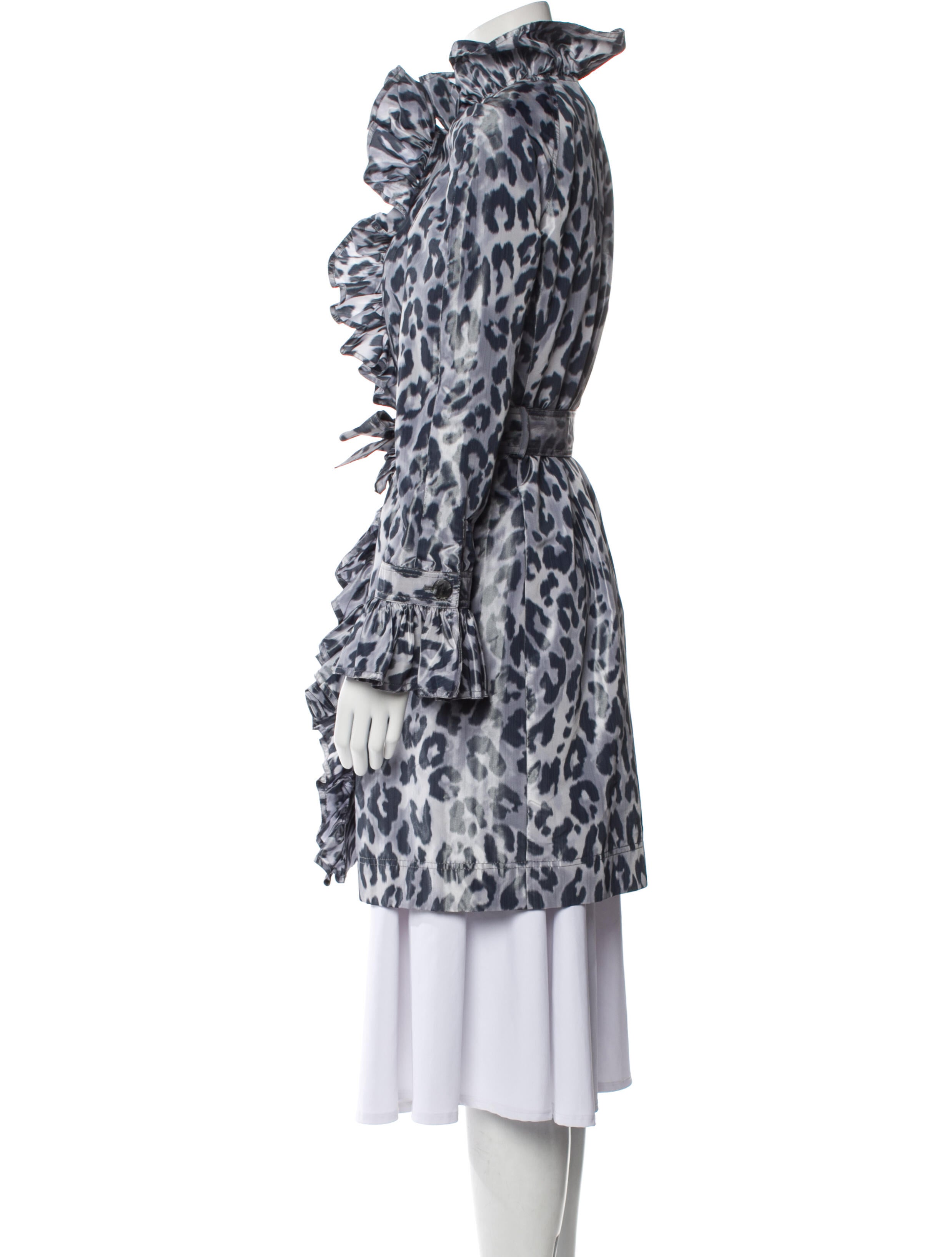 St. John Animal Print Trench Coat - Grey Coats, Clothing - STJ205090 ...