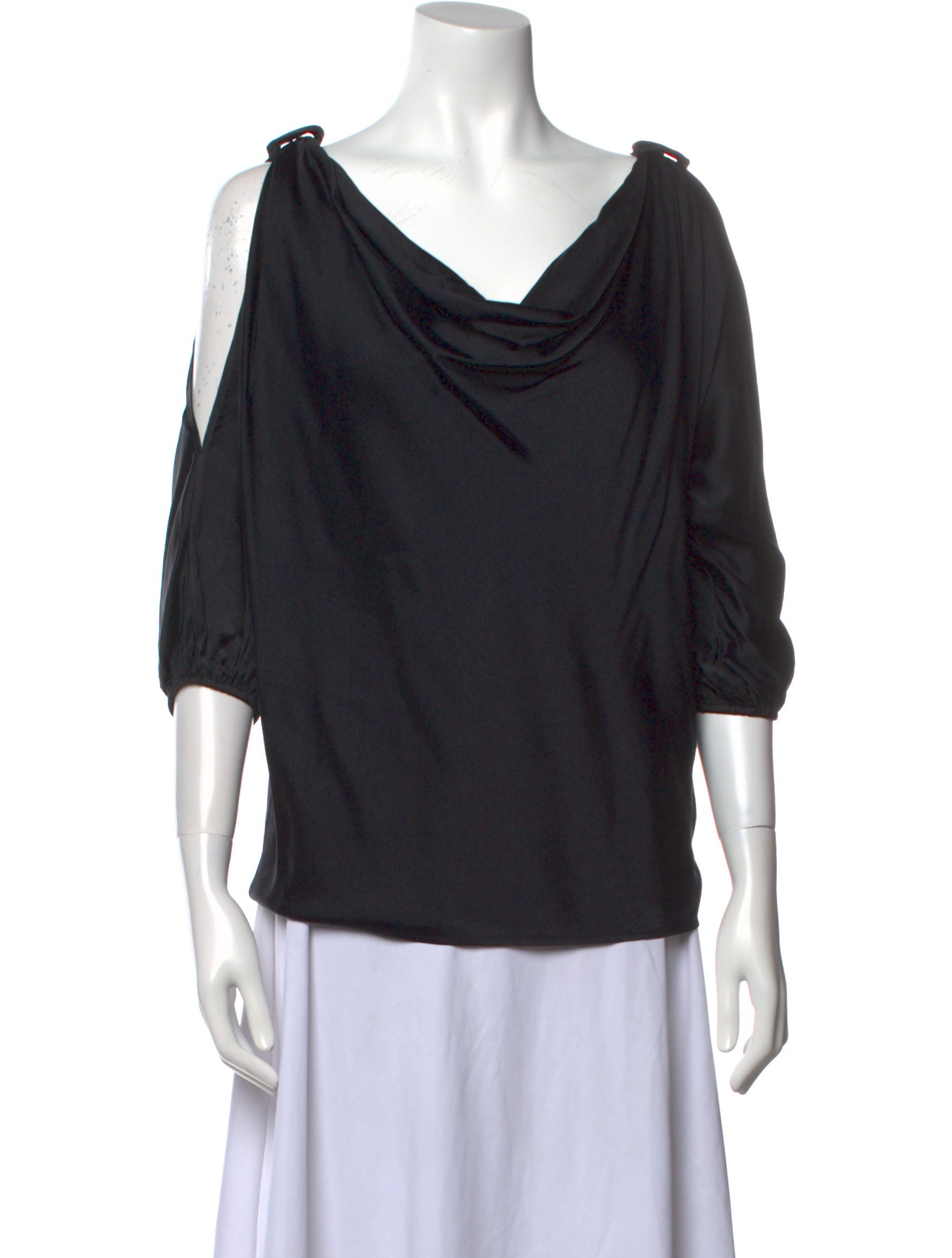 St. John Silk Cowl Neck Blouse - Black Tops, Clothing - STJ210325 | The ...