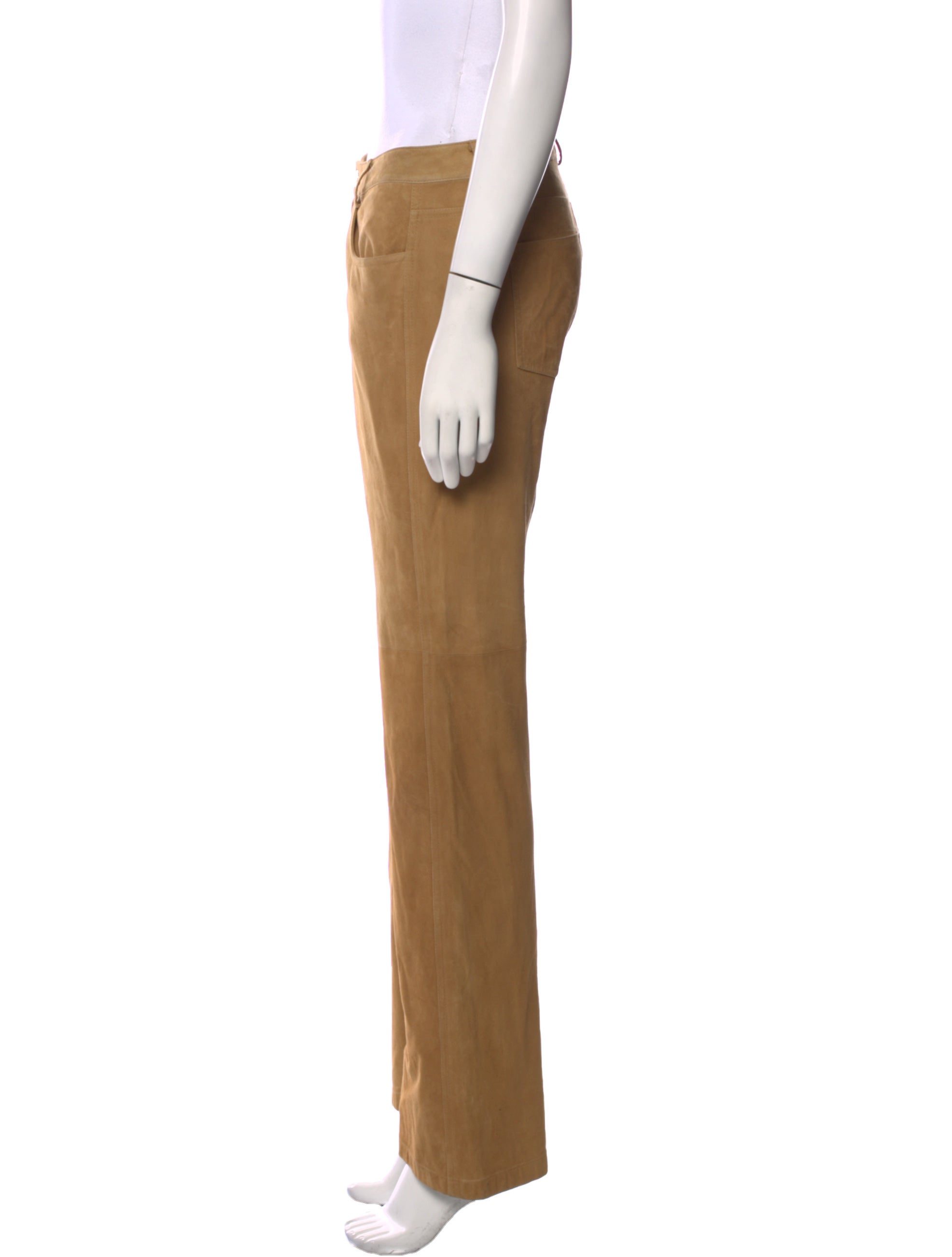 St. John Goat Leather Wide Leg Pants - Brown, 8.75" Rise Pants ...
