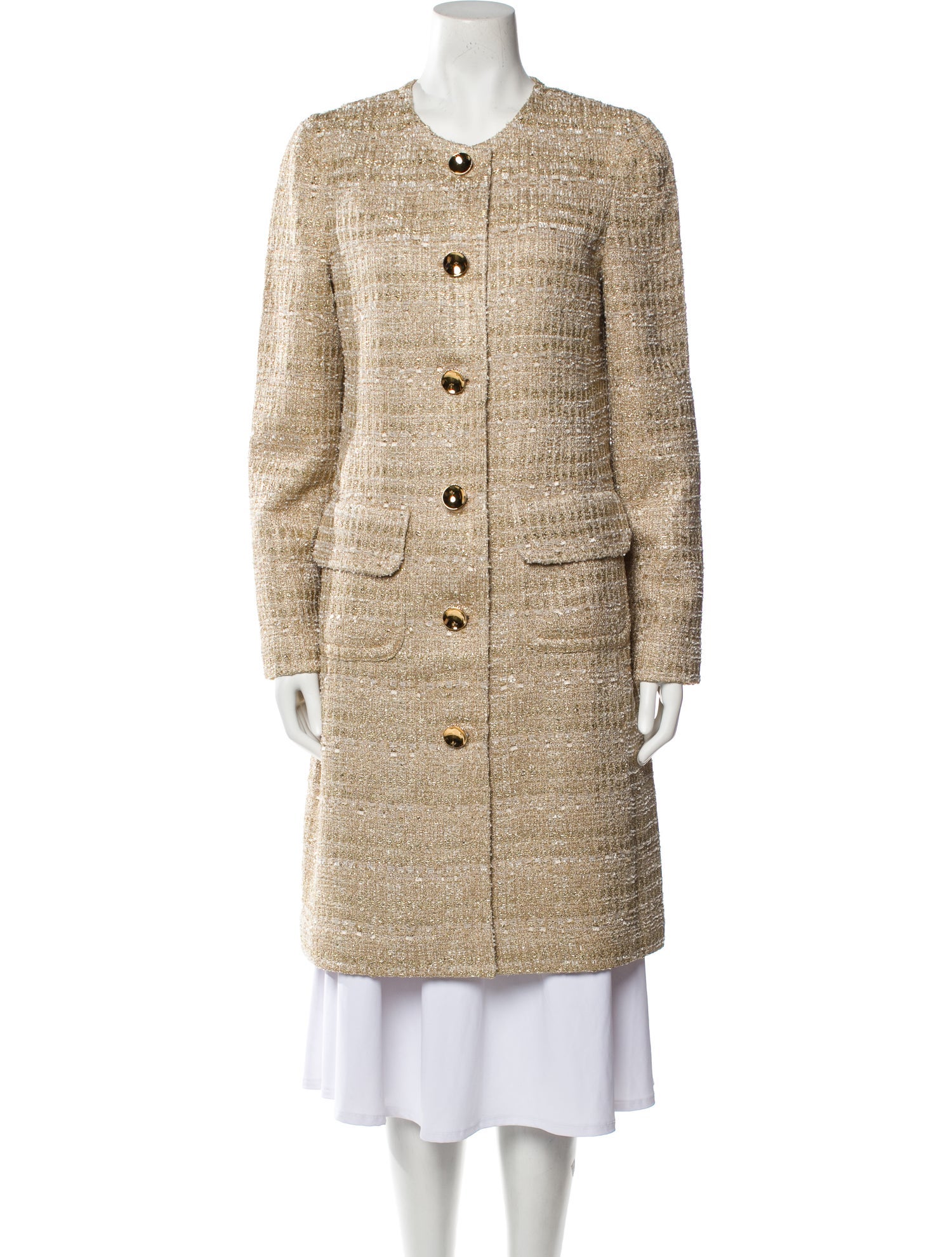 St. John Tweed Pattern Coat w/ Tags - Gold Coats, Clothing - STJ221170 ...