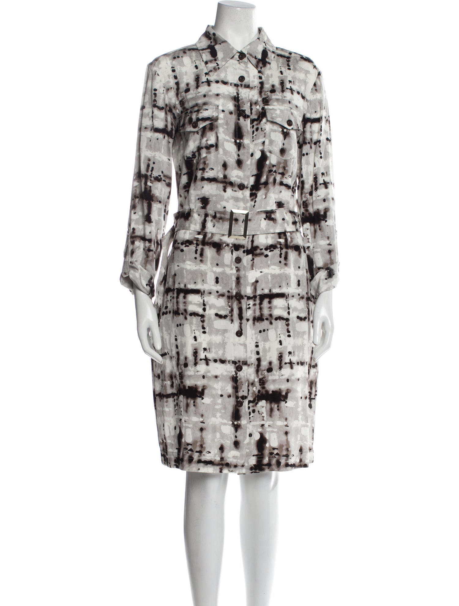St. John Silk Knee-Length Dress - Grey Dresses, Clothing - STJ223685 ...