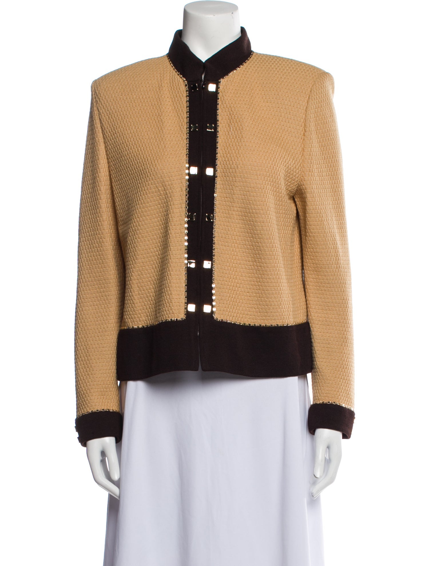 St. John Colorblock Pattern Evening Jacket - Brown Jackets, Clothing ...