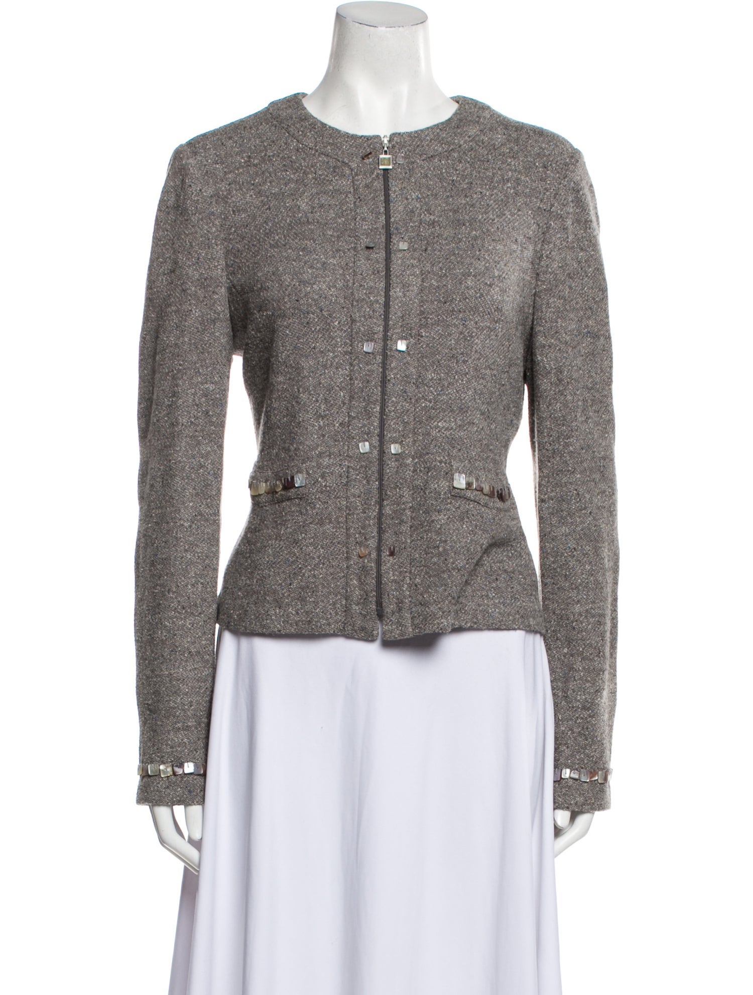 St. John Collection Tweed Pattern Evening Jacket - Grey Jackets ...
