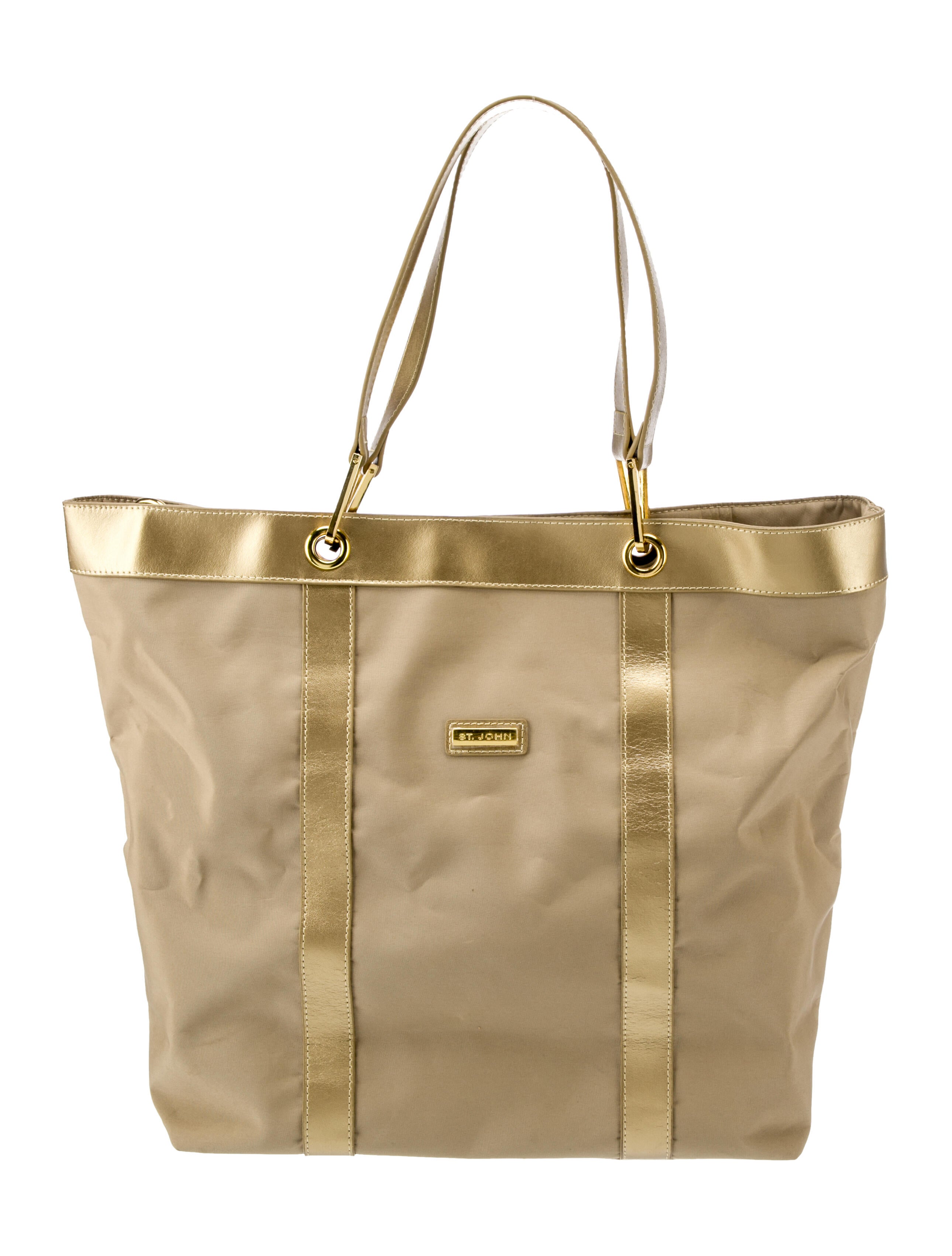 St. John Nylon Leather Trimmed Tote - Neutrals Totes, Handbags ...