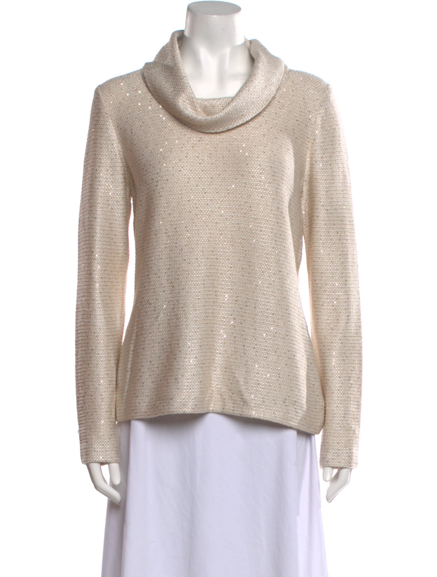 St. John Cowl Neck Sweater - Metallic Knitwear, Clothing - STJ236417 ...