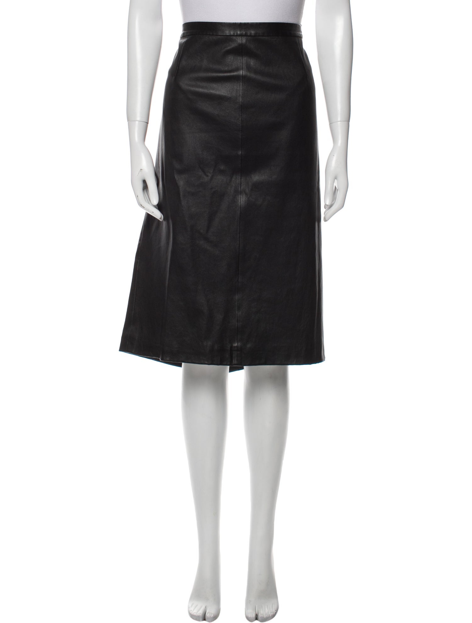 Marina Rinaldi Leather Knee-Length Skirt - Black Skirts, Clothing ...