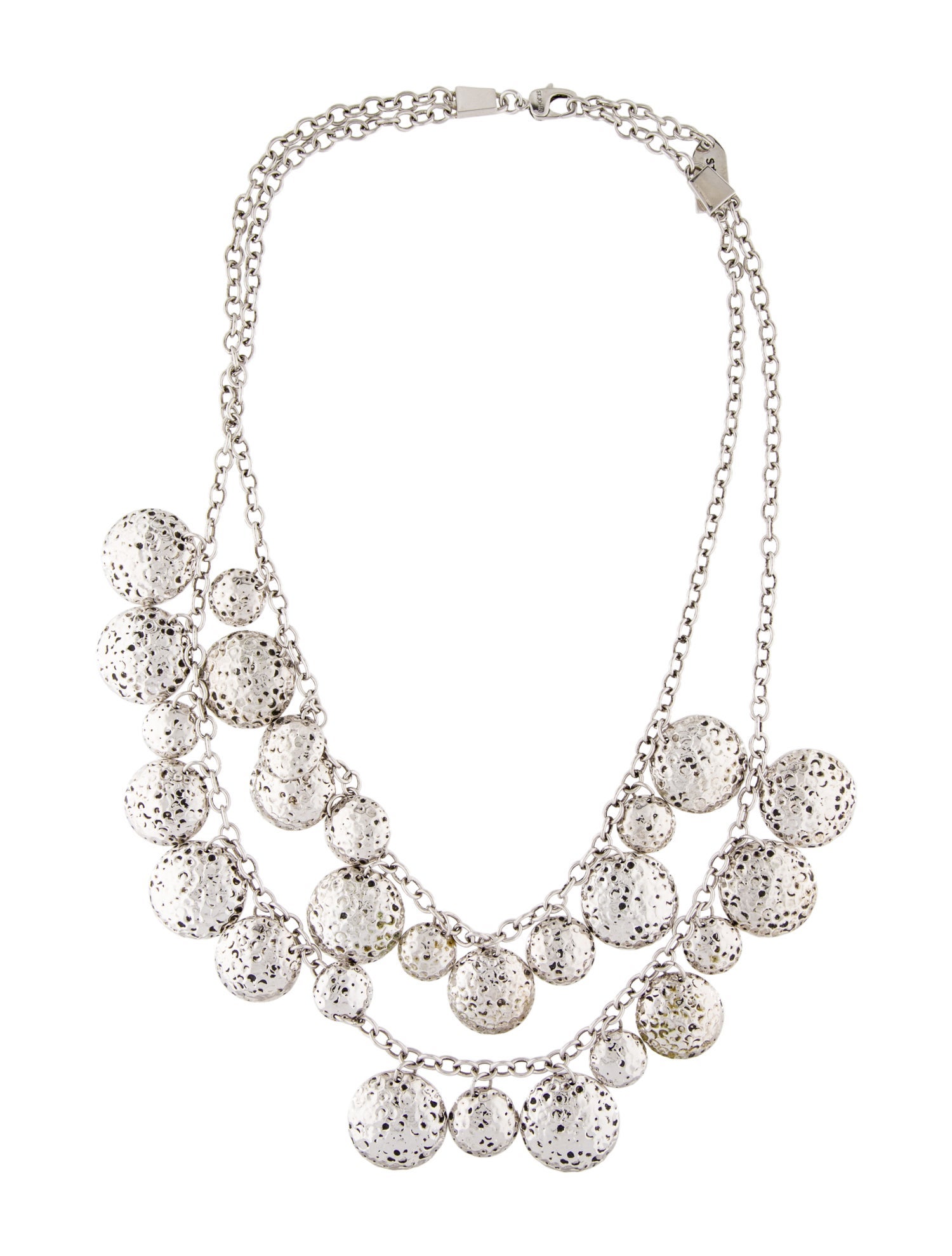 St. John Hammered Double Strand Collar Necklace - Silver-Tone Metal ...