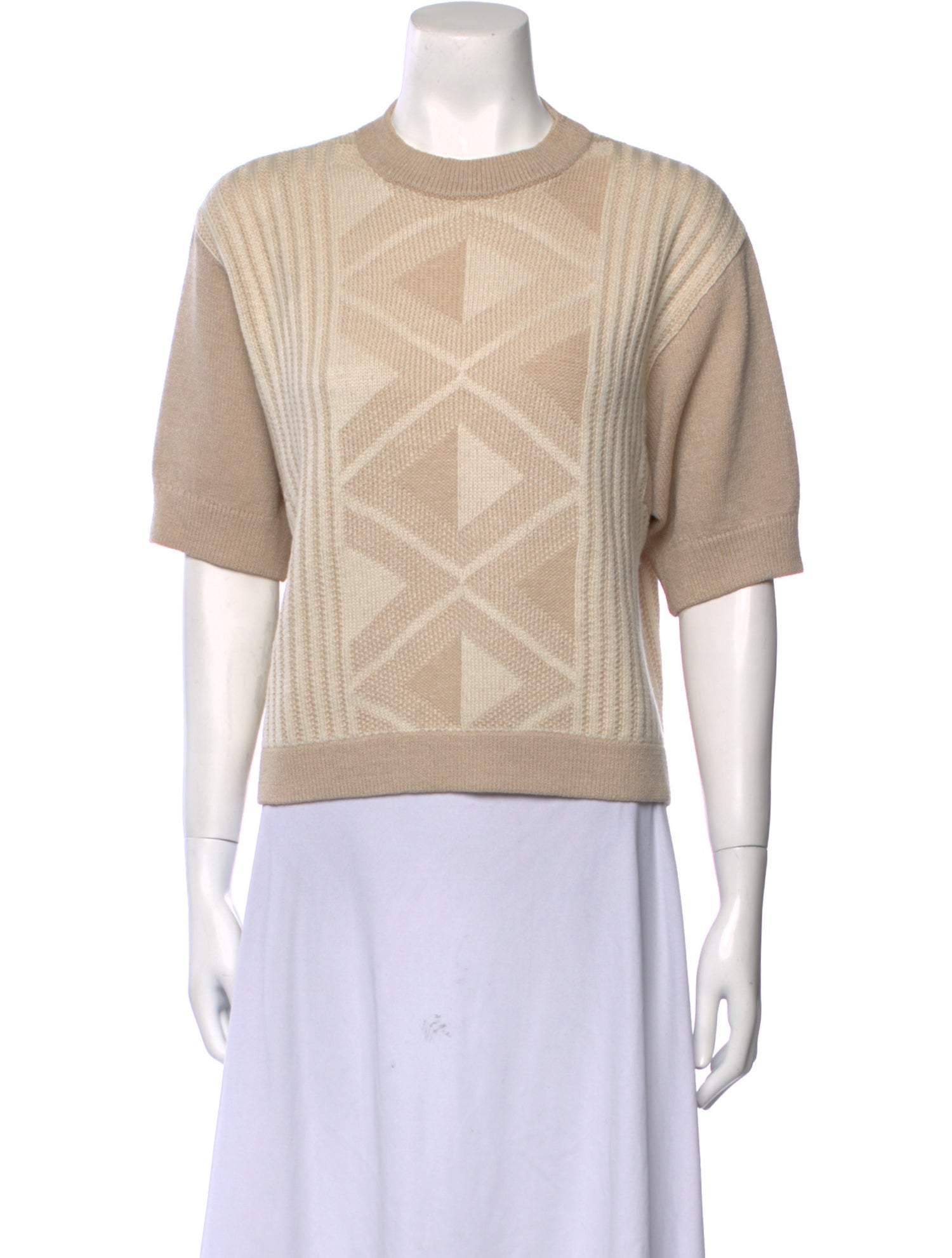 St. John Printed Crew Neck Sweater - Neutrals Knitwear, Clothing ...