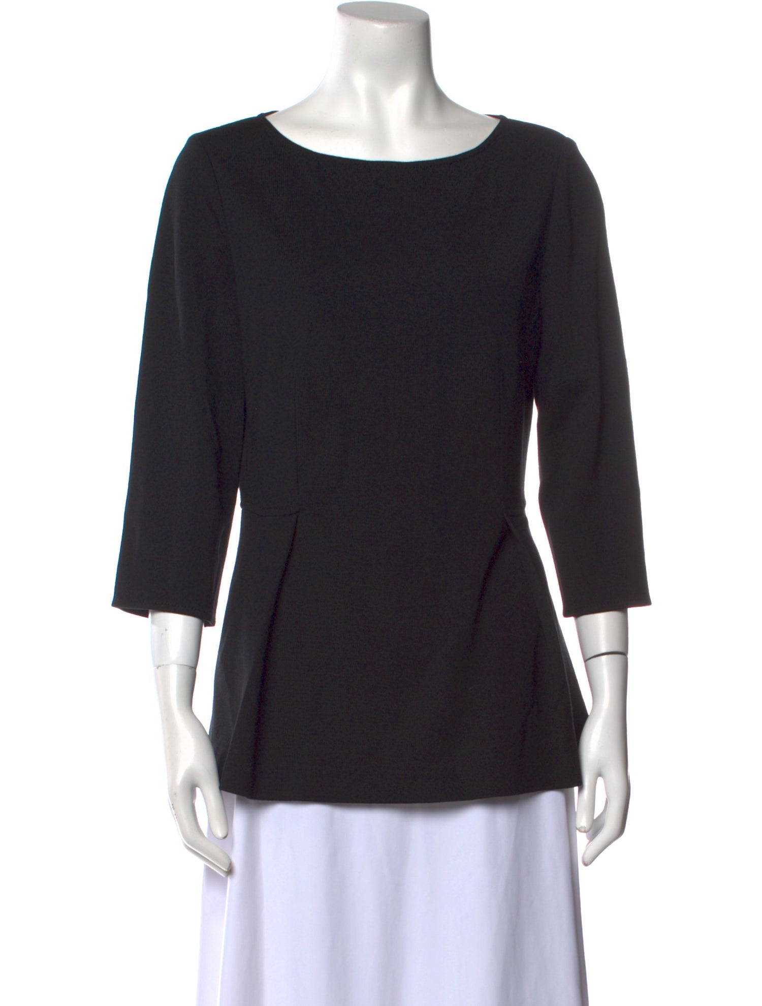 St. John Bateau Neckline Three-Quarter Sleeve Top - Black Tops ...