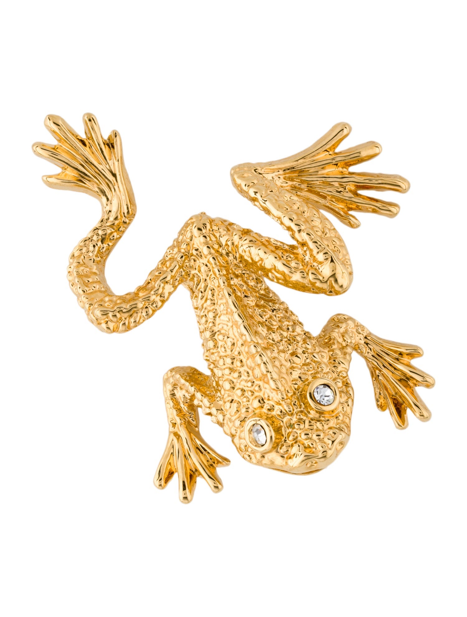 St. John Crystal Frog Brooch - Gold-Plated Pin, Brooches - STJ253301 ...