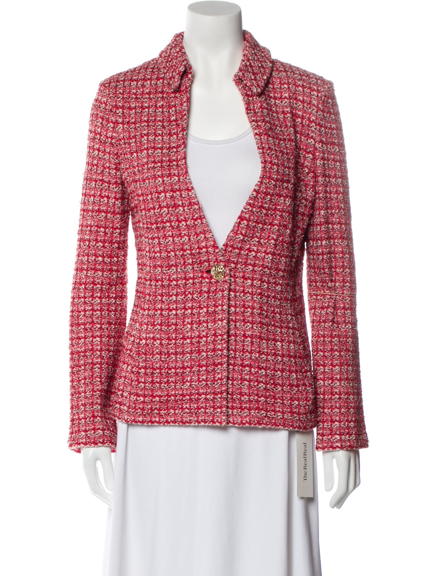 St. John Tweed Pattern Blazer - Red Jackets, Clothing - STJ255548 | The ...