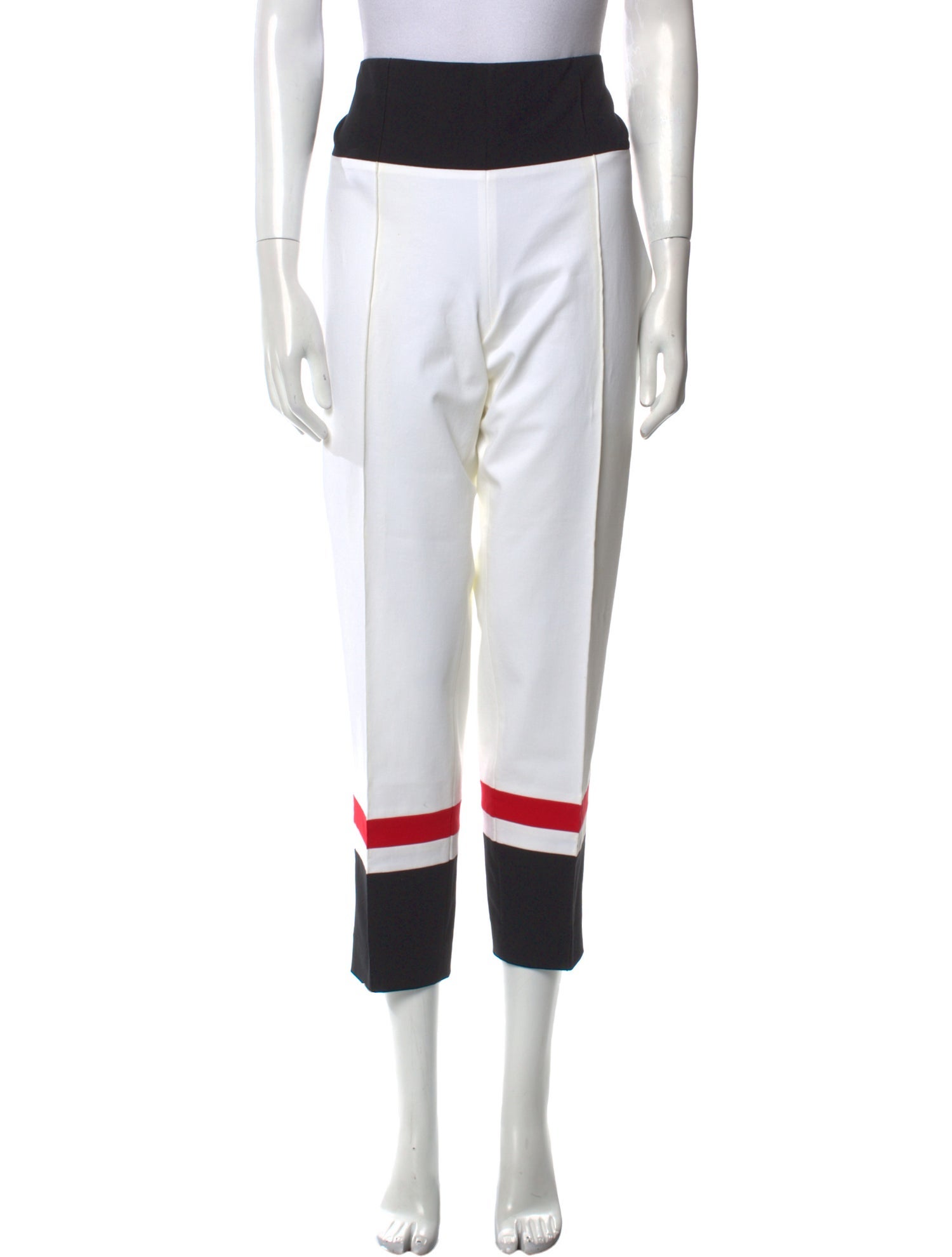 St. John Colorblock Pattern Straight Leg Pants - White, 10.75" Rise ...