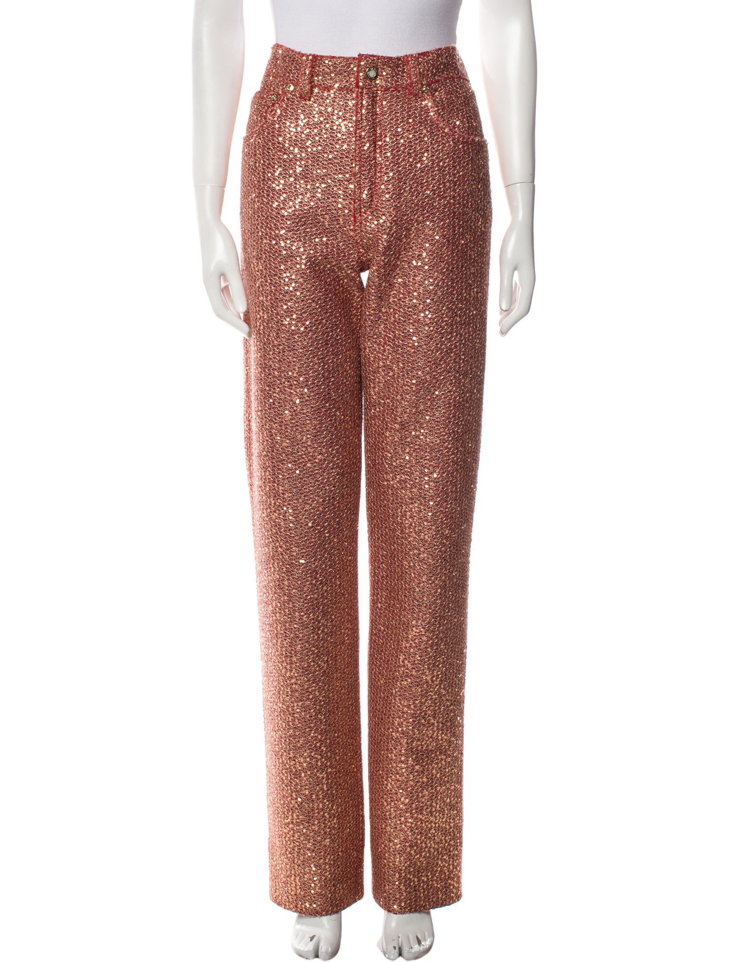 St. John Printed Straight Leg Pants w/ Tags - Red, 12" Rise Pants ...