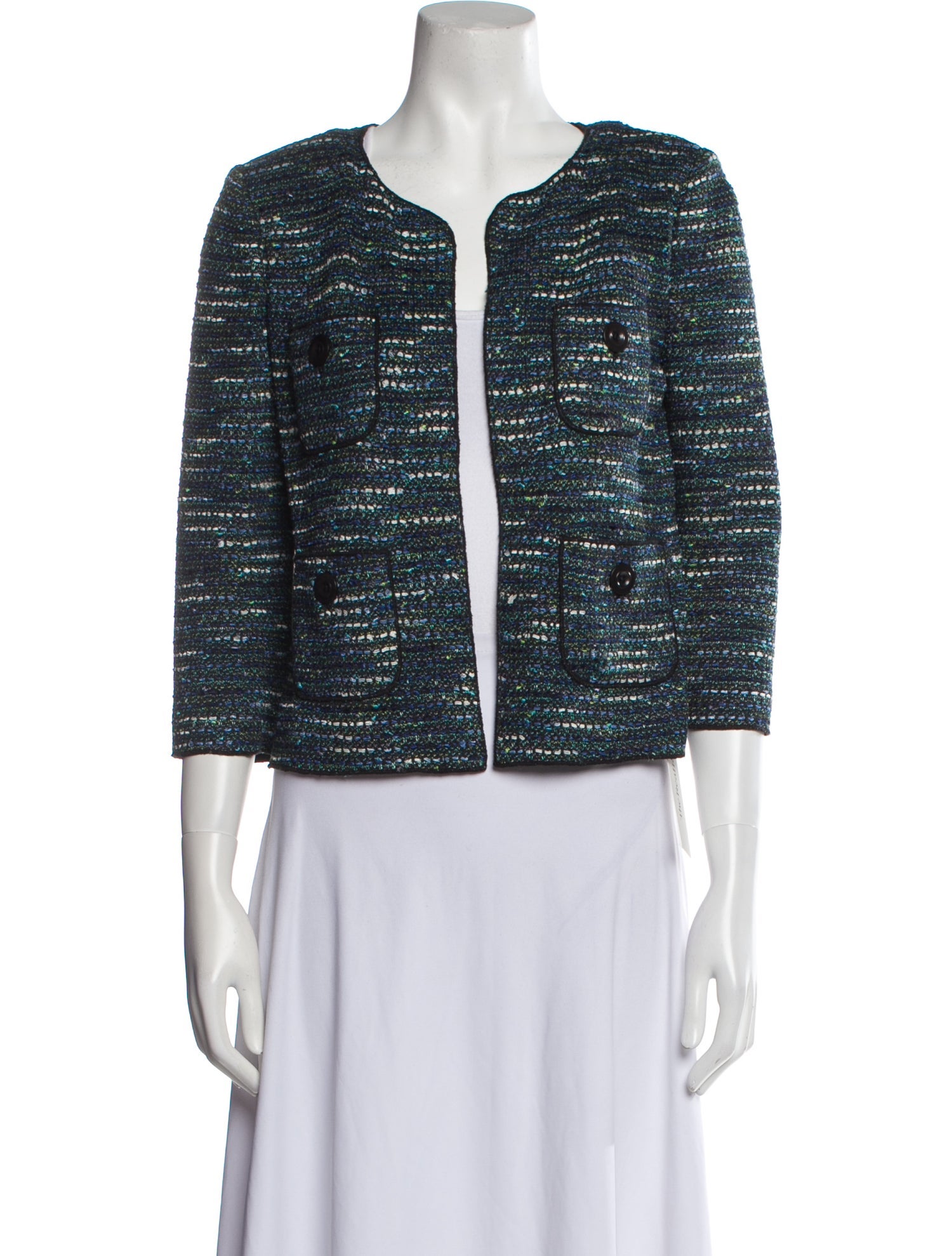 St. John Tweed Pattern Evening Jacket - Blue Jackets, Clothing ...