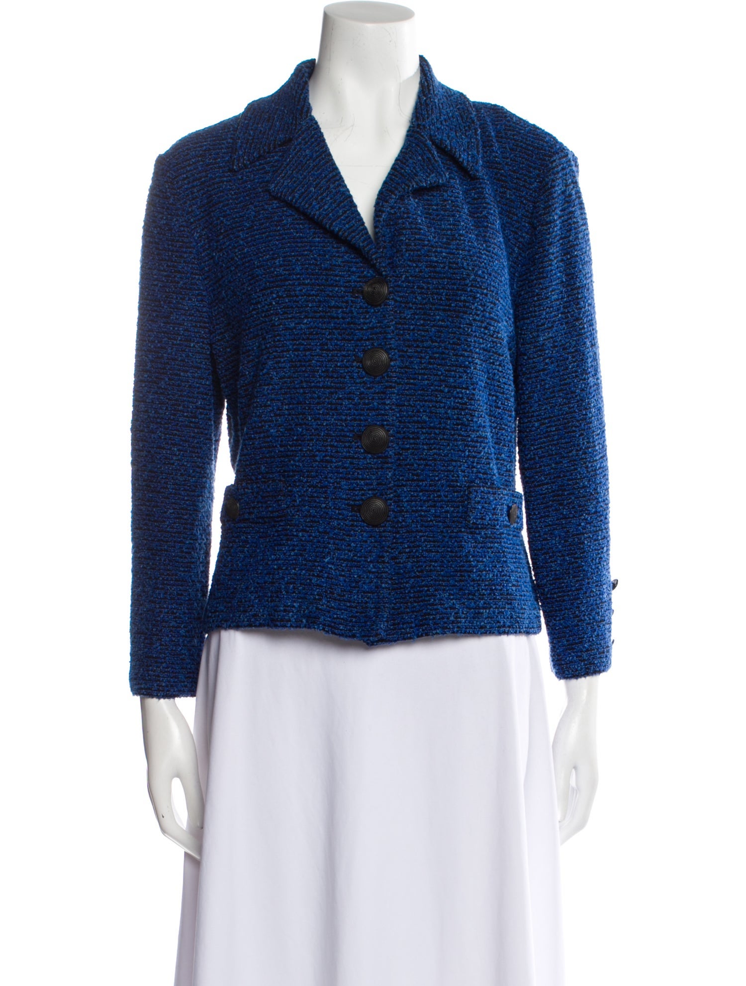 St. John Tweed Pattern Blazer - Blue Jackets, Clothing - STJ267030 ...
