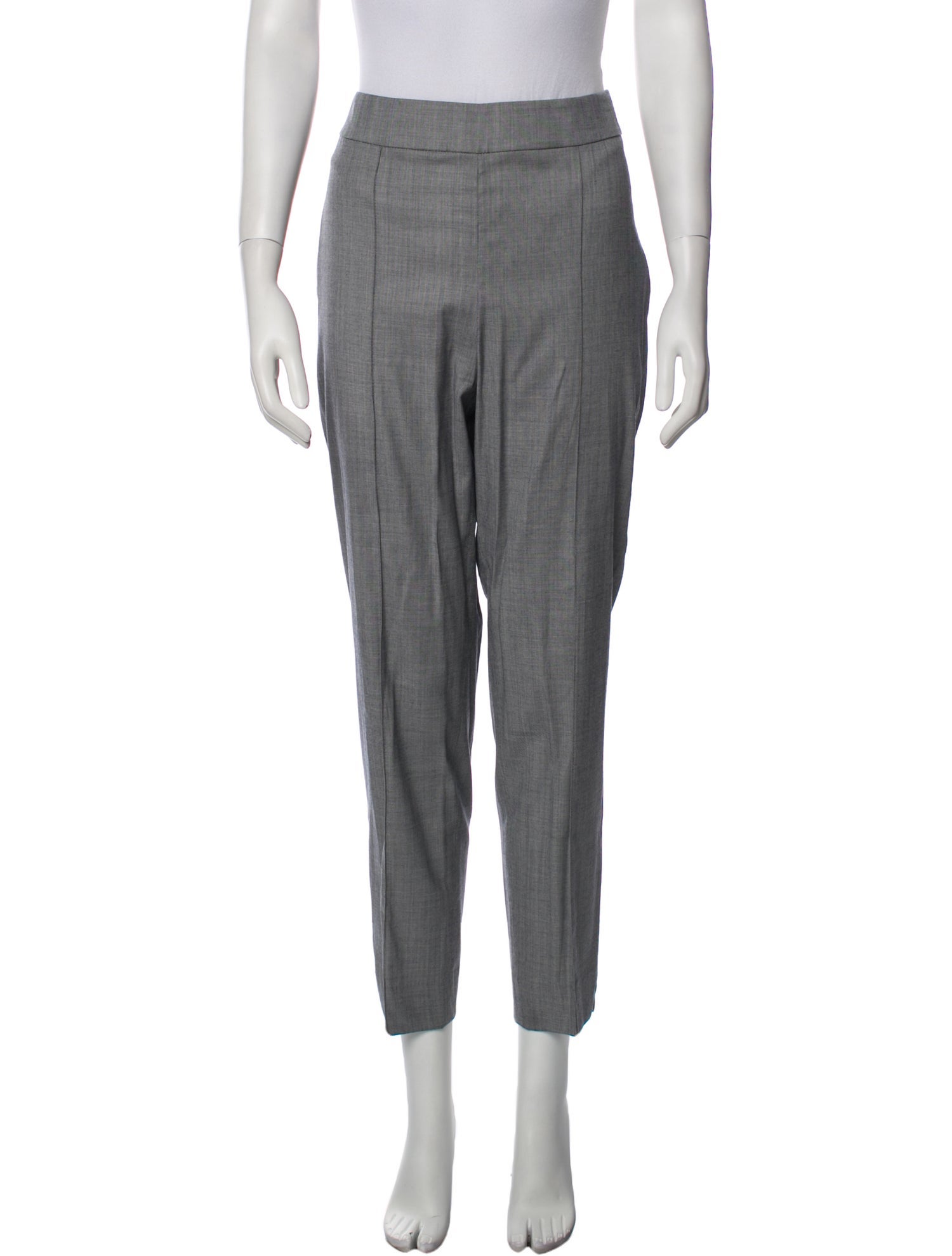 St. John Wool Straight Leg Pants - Grey, 10.5" Rise Pants, Clothing ...