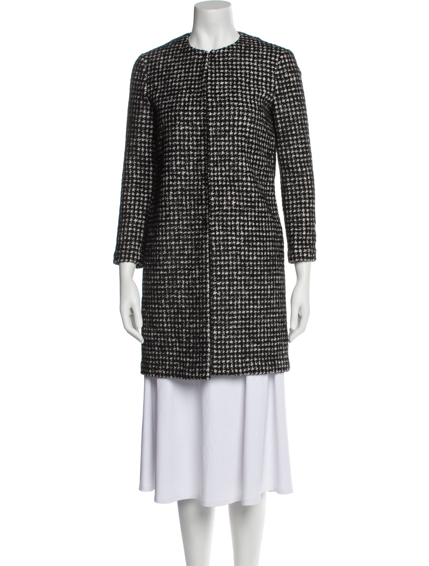 St. John Tweed Pattern Coat - Black Coats, Clothing - STJ282345 | The ...