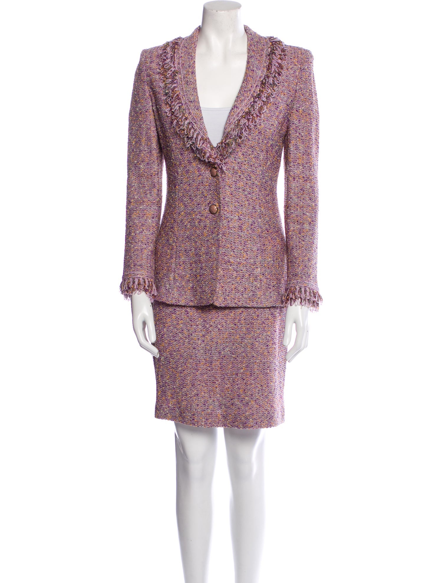 St. John Tweed Pattern Skirt Set - Purple Suits and Sets, Clothing ...