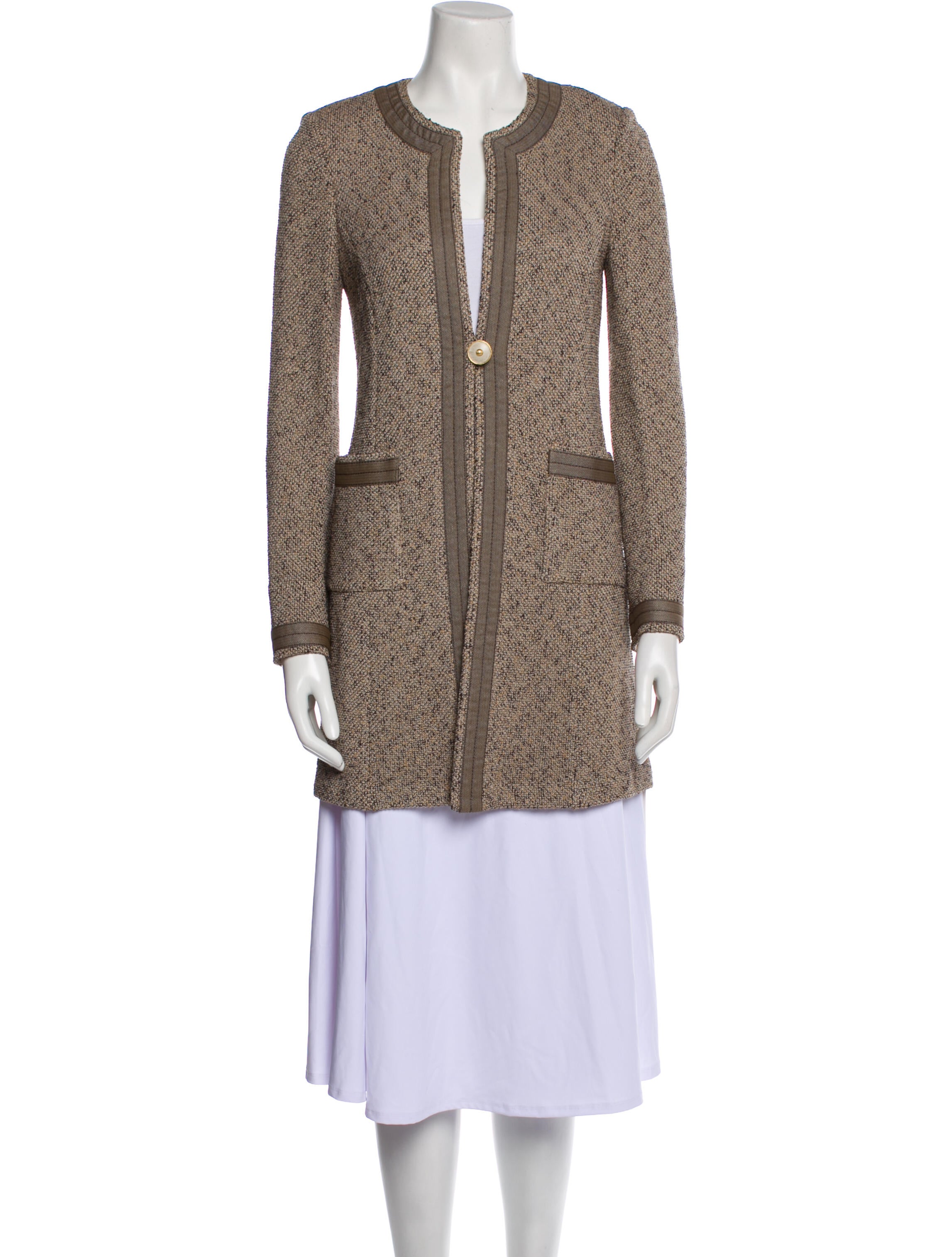 St. John Tweed Pattern Coat - Neutrals Coats, Clothing - STJ283010 ...
