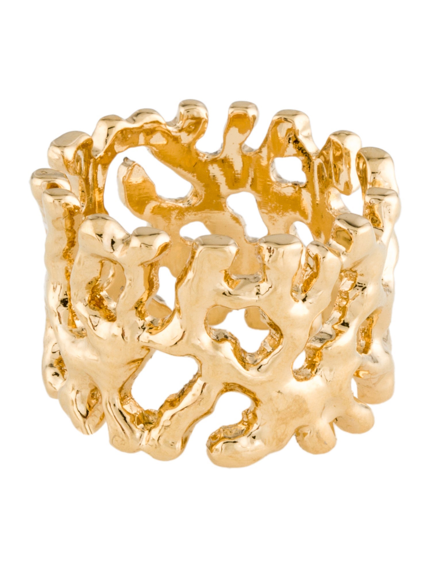 St. John Openwork Coral Branch Wide Band Ring - Gold-Tone Metal Band ...