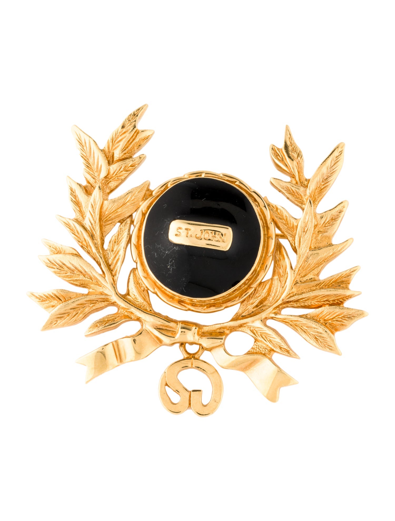 St. John Enamel Logo Emblem Brooch - Gold-Tone Metal Pin, Brooches ...
