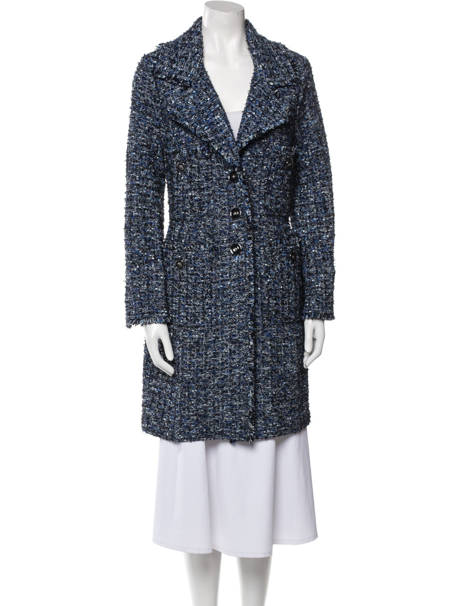 St. John Tweed Pattern Coat - Blue Coats, Clothing - STJ287728 | The ...