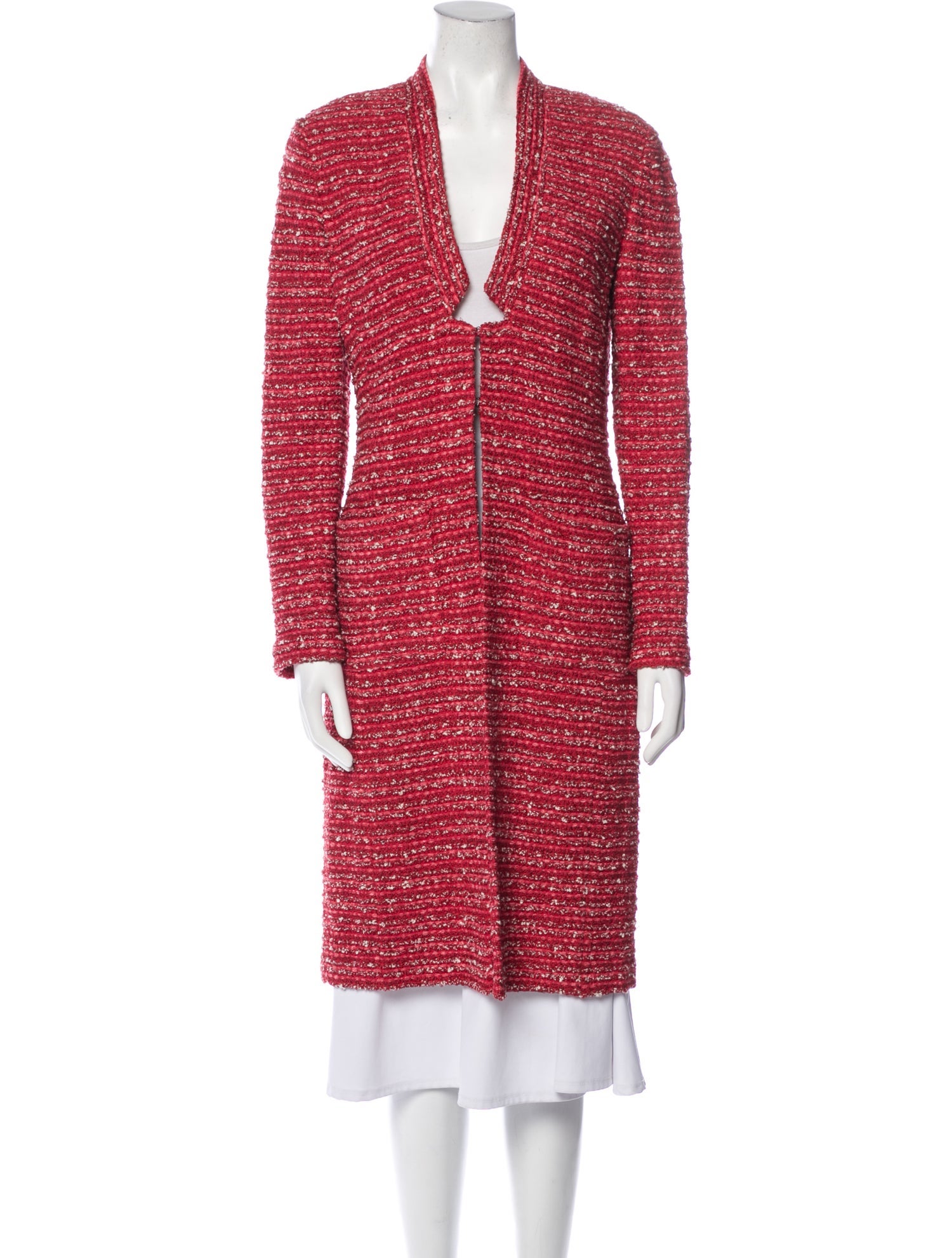 St. John Tweed Pattern Coat - Red Coats, Clothing - STJ288273 | The ...