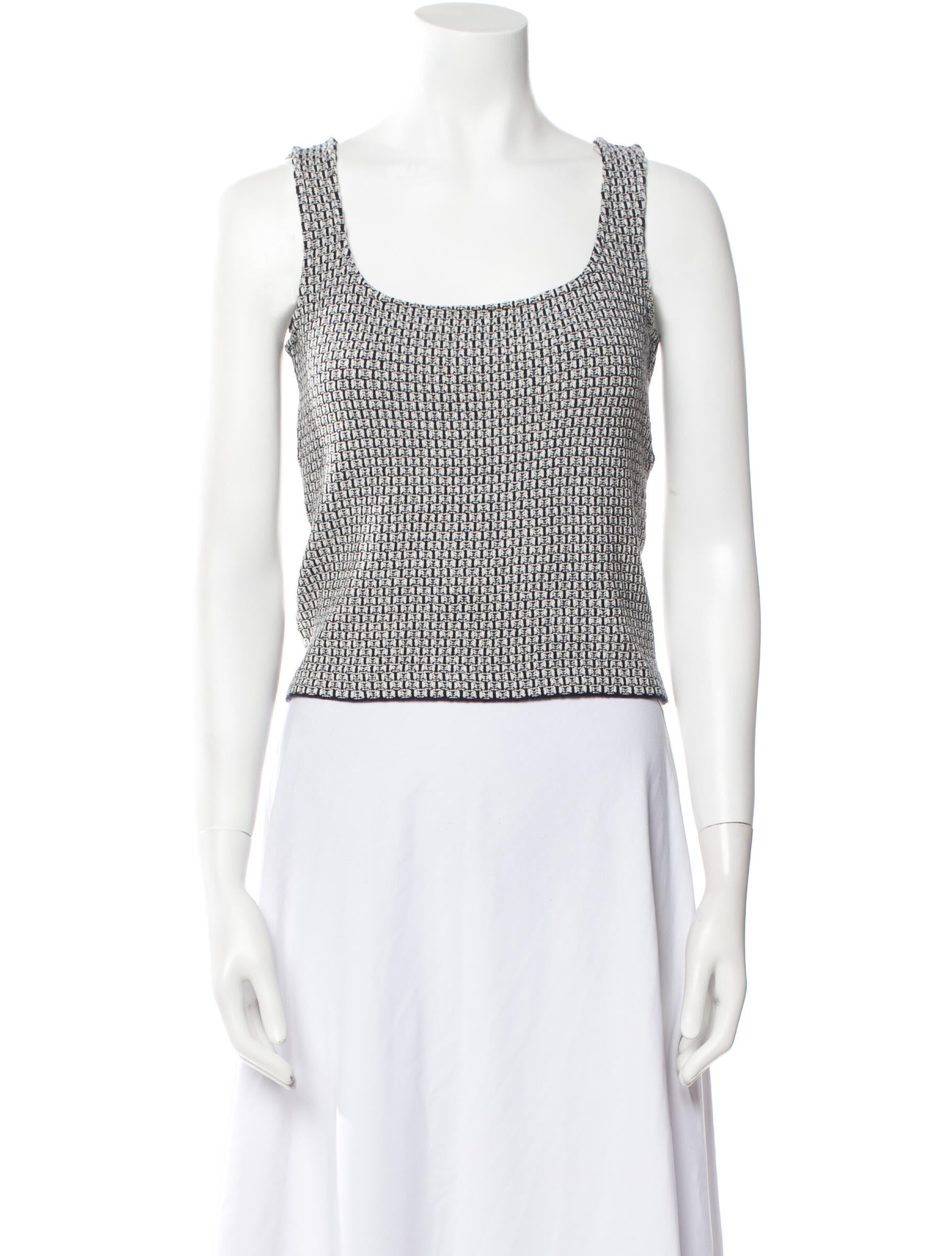 St. John Wool Printed Crop Top - White Tops, Clothing - STJ291072 | The ...