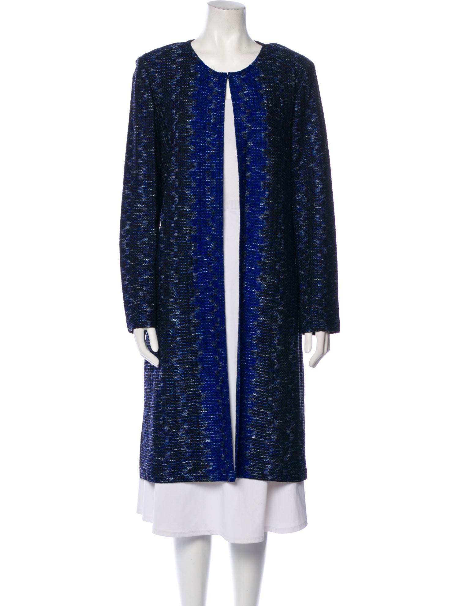 St. John Tweed Pattern Coat - Blue Coats, Clothing - STJ291545 | The ...