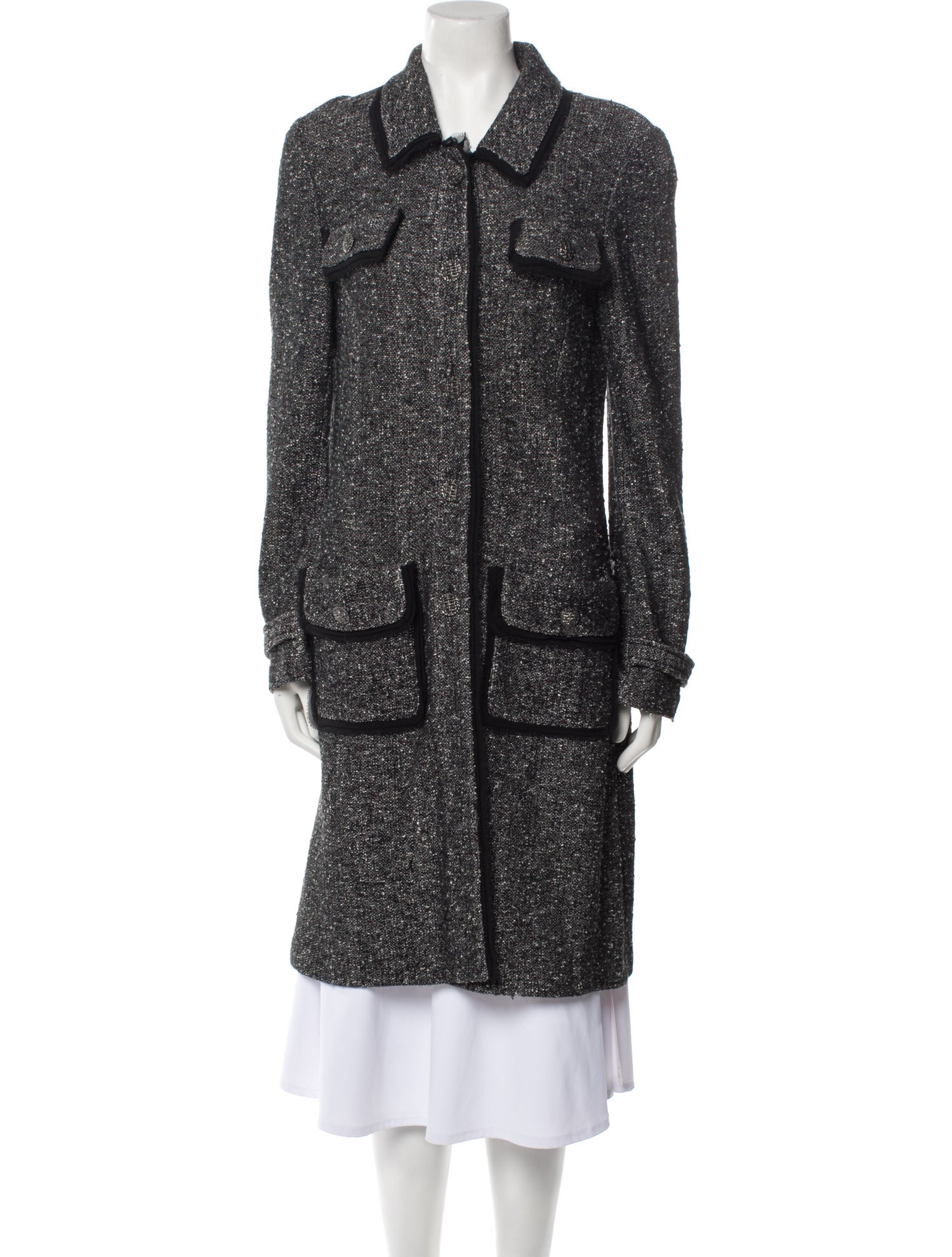 St. John Tweed Pattern Coat - Grey Coats, Clothing - STJ292584 | The ...