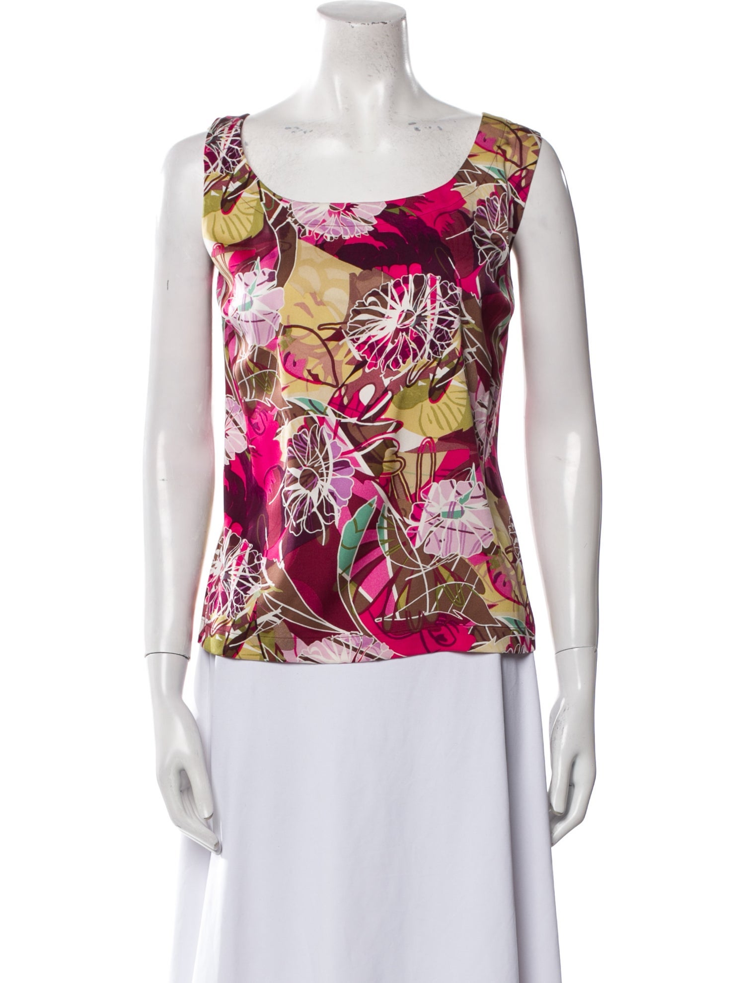 St. John Silk Floral Print Top - Pink Tops, Clothing - STJ292767 | The ...