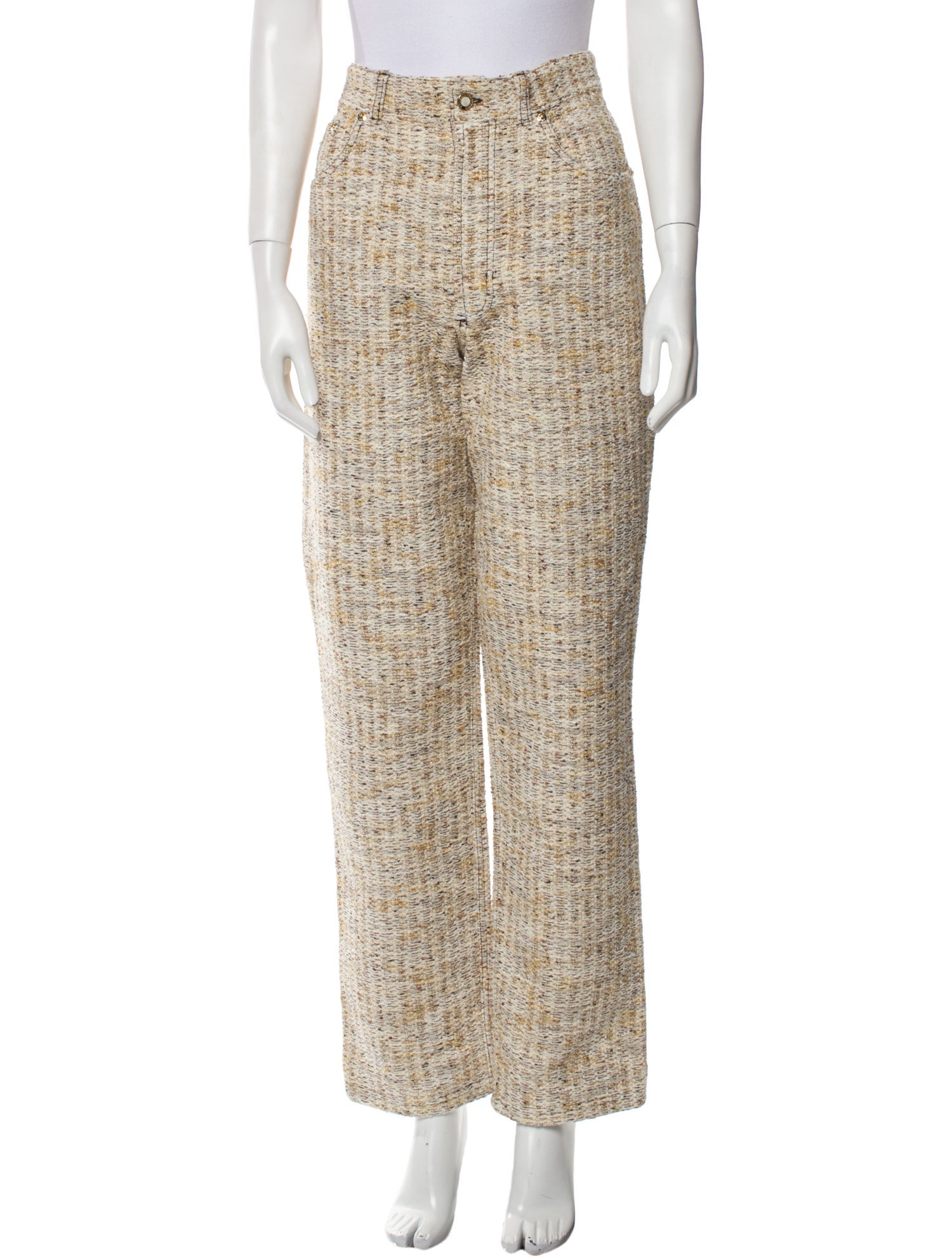 St. John Tweed Pattern Straight Leg Pants w/ Tags - Neutrals, 12.25 ...