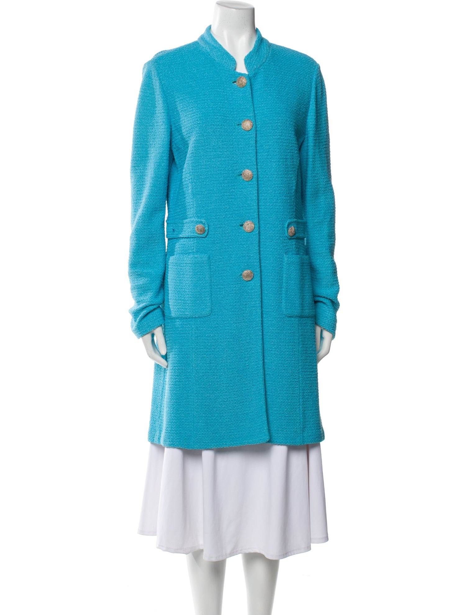 St. John Tweed Pattern Coat - Blue Coats, Clothing - STJ294009 | The ...