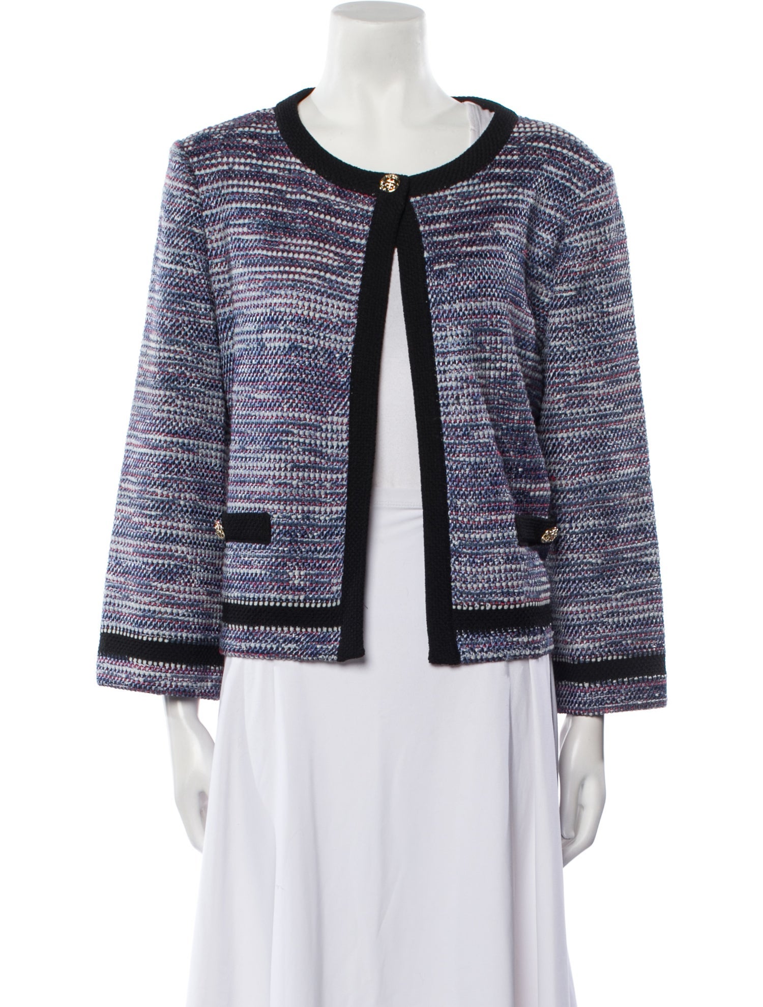 St. John Tweed Pattern Evening Jacket - Blue Jackets, Clothing ...