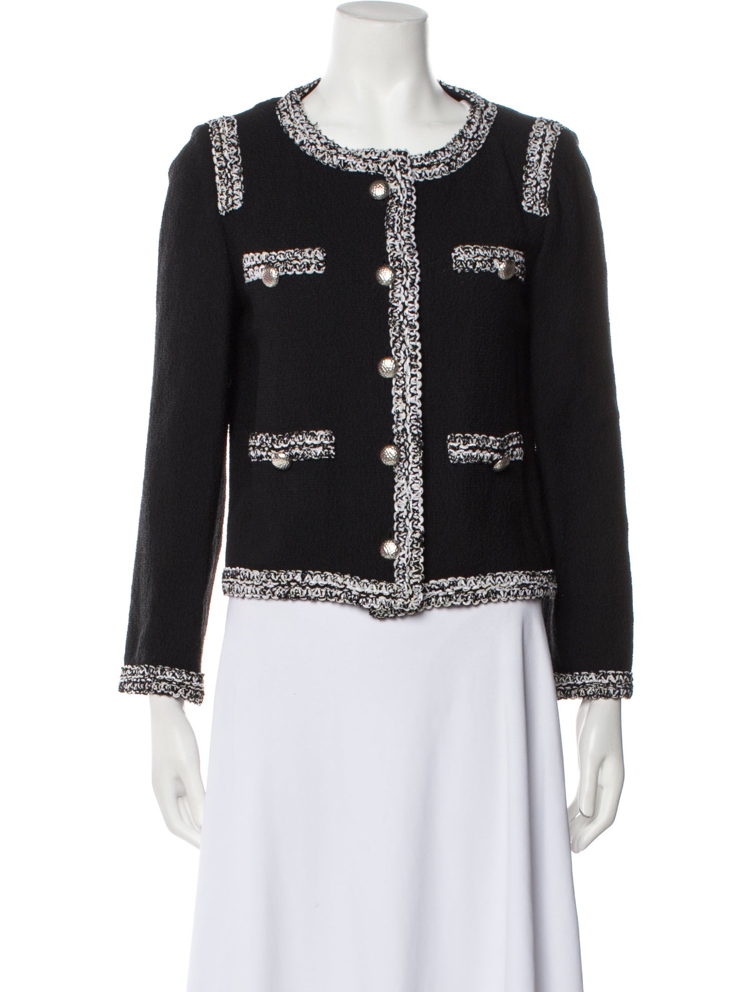 St. John Tweed Pattern Jacket - Black Jackets, Clothing - STJ304789 ...