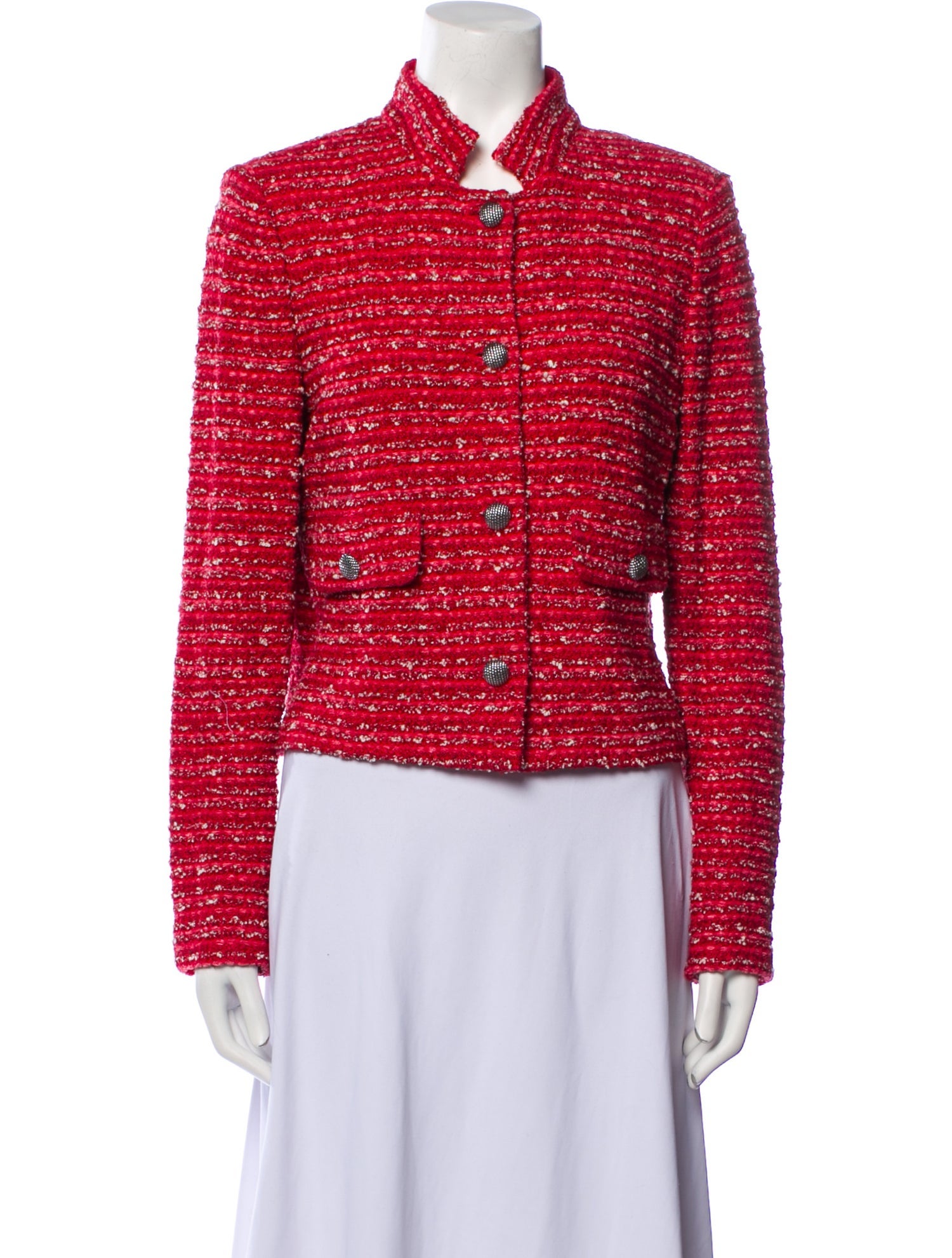 St. John Tweed Pattern Blazer w/ Tags - Red Jackets, Clothing ...