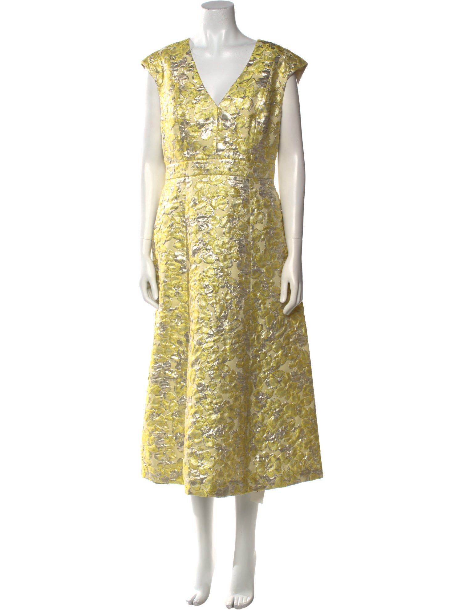 St. John V-Neck Long Dress - Yellow Dresses, Clothing - STJ307631 | The ...