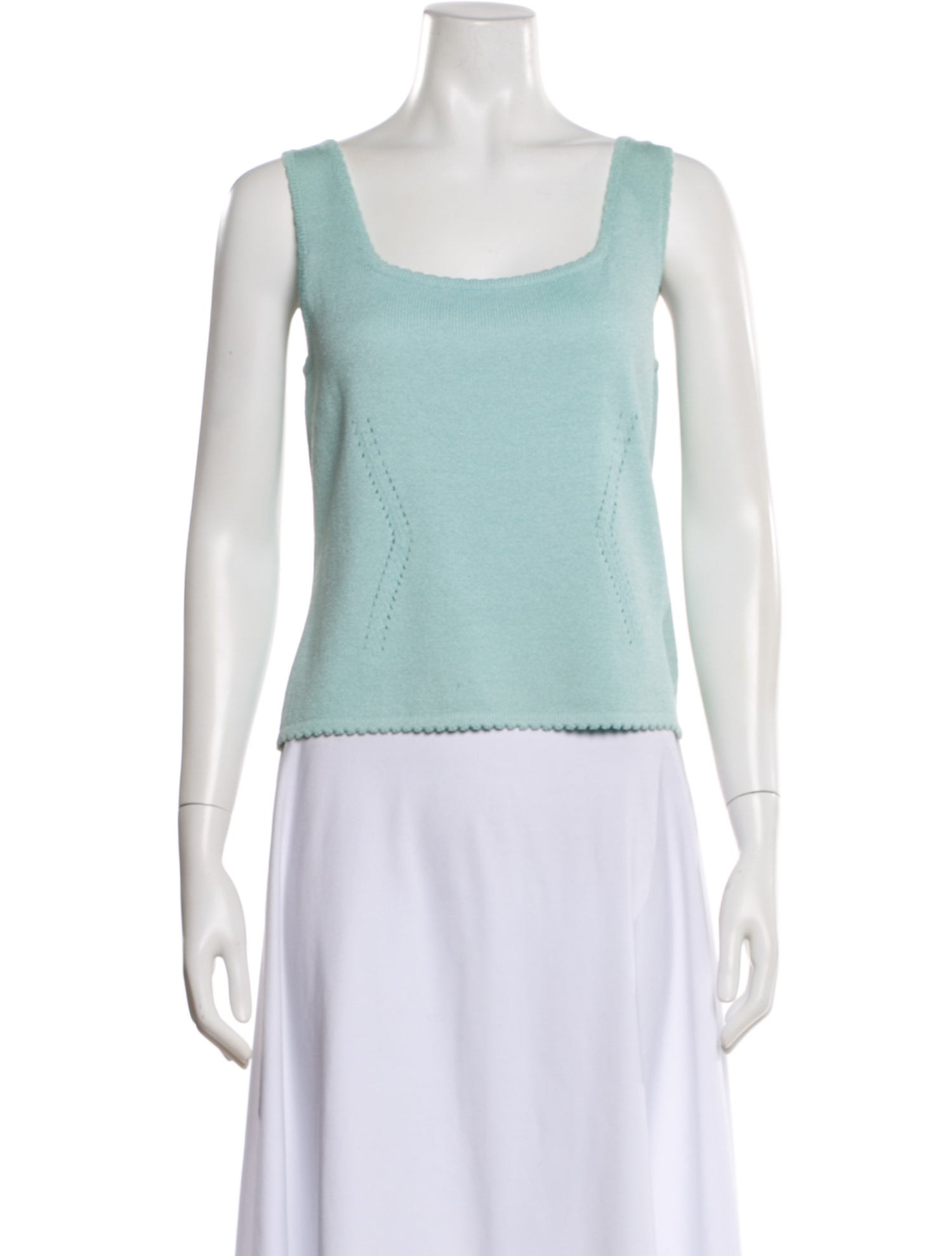 St. John Square Neckline Sleeveless Top - Blue Tops, Clothing ...